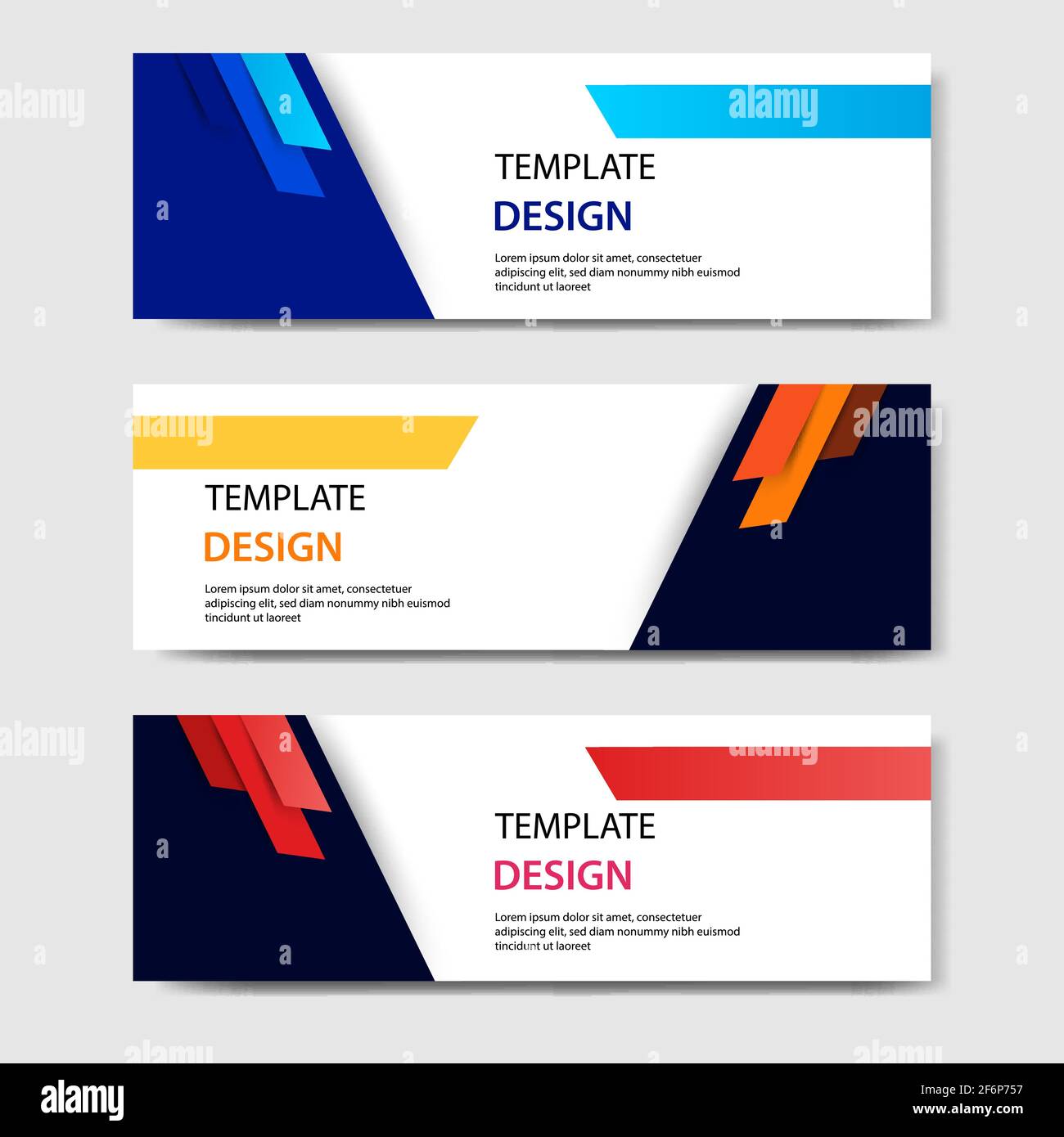 paper cut horizontal geometric business banners in blue, orange, red in ...