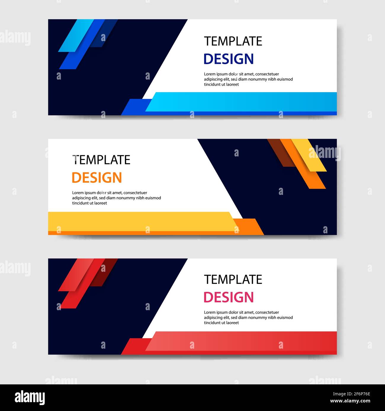 paper cut horizontal geometric business banners in blue, orange, red in ...