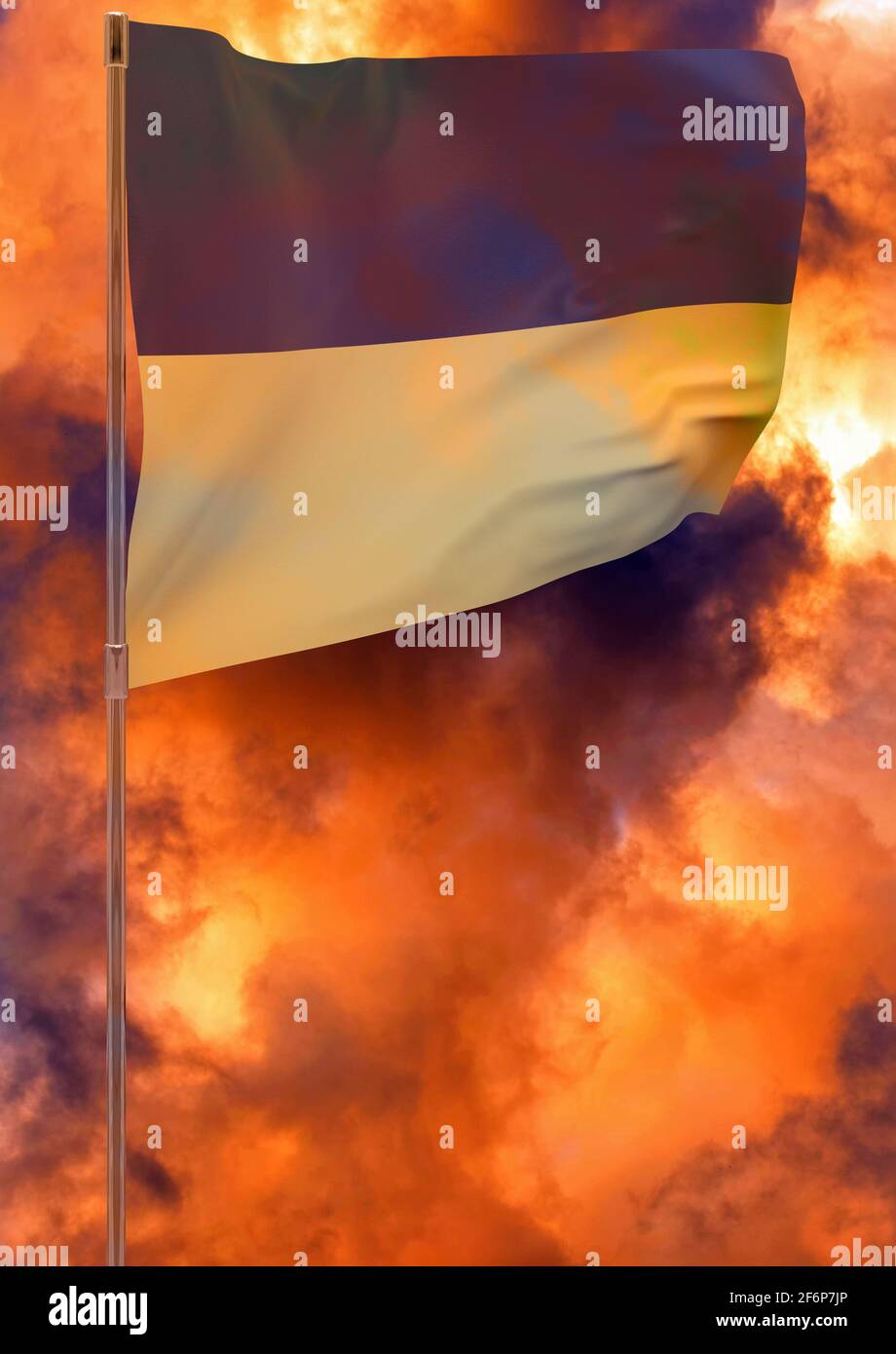 Ukraine Flag With Sky Background Waving Banner National Flag Of