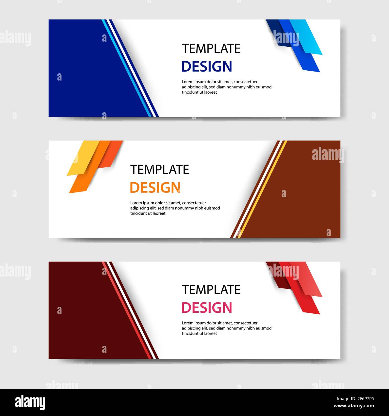 paper cut horizontal geometric business banners in blue, orange, red in ...