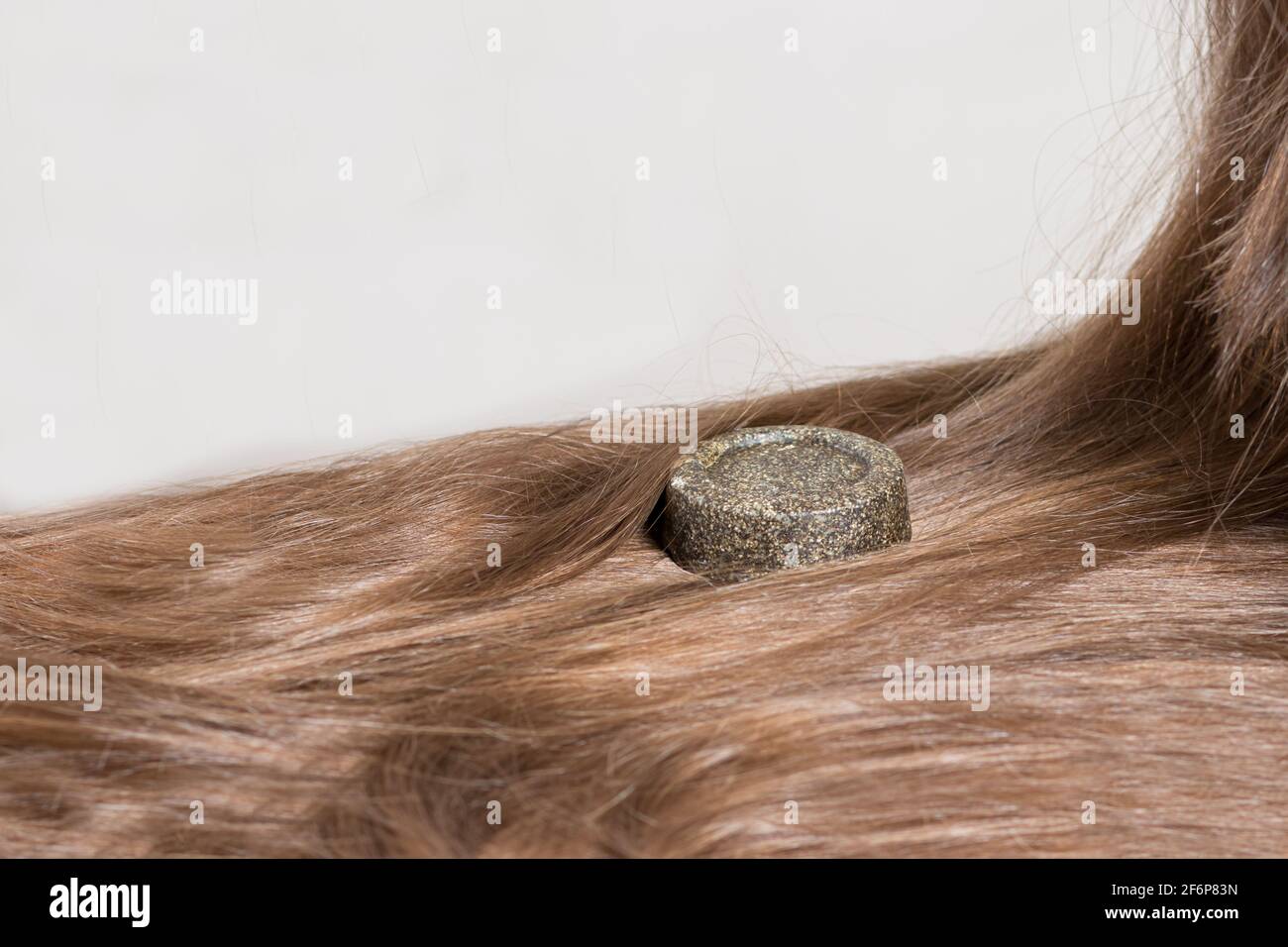 Long women's hair and solid shampoo with natural makeup. Eco-friendly ...