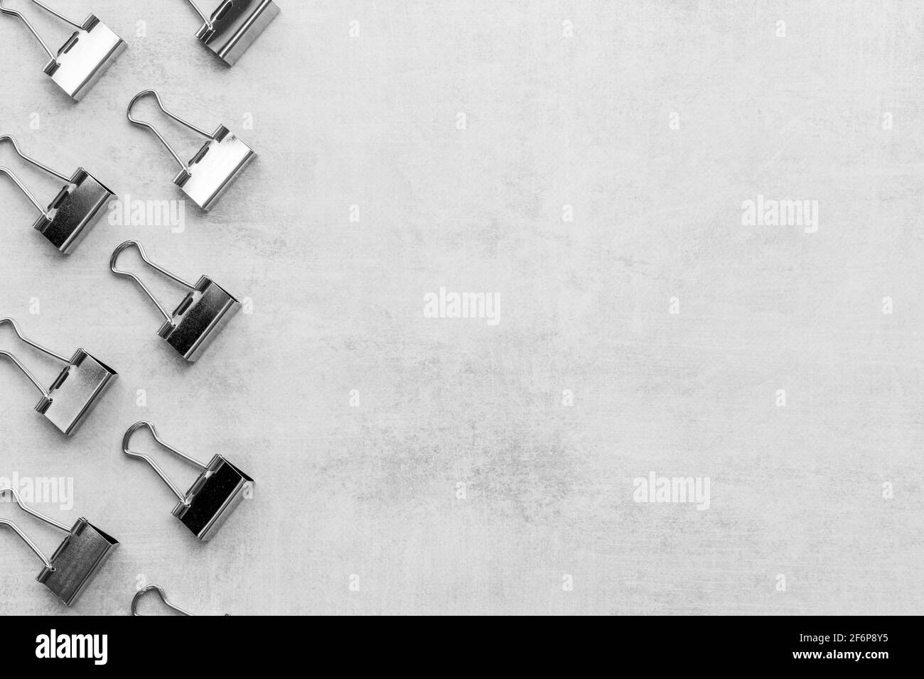 Stationery pattern, office supplies background. Paper binder clips top ...