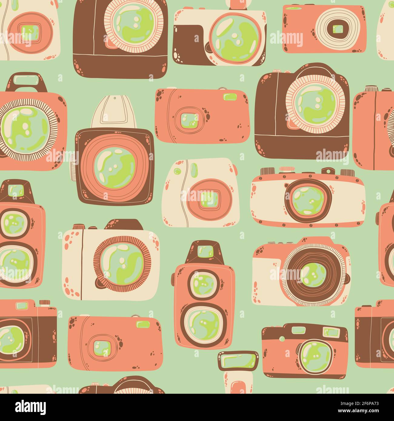 Cute seamless pattern with photo camera in cartoons style. Background ...