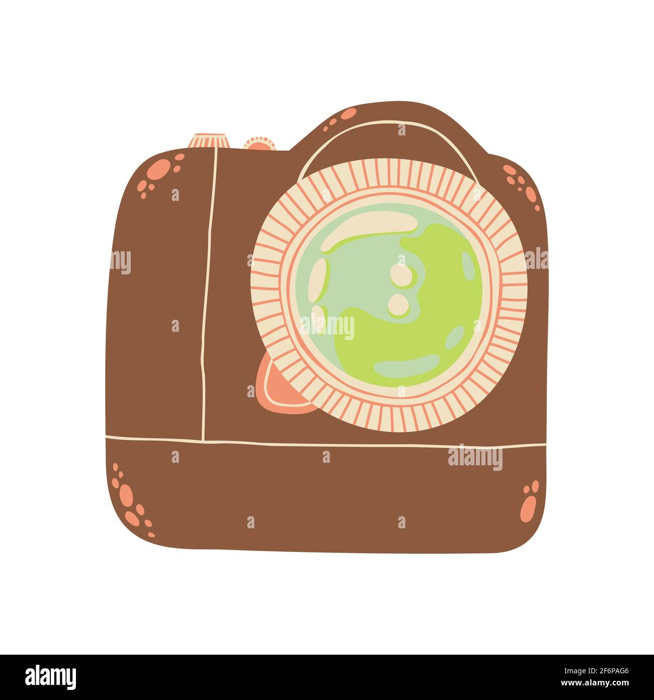 Cute photo camera icon in cartoon flat design. DSLR camera with battery ...