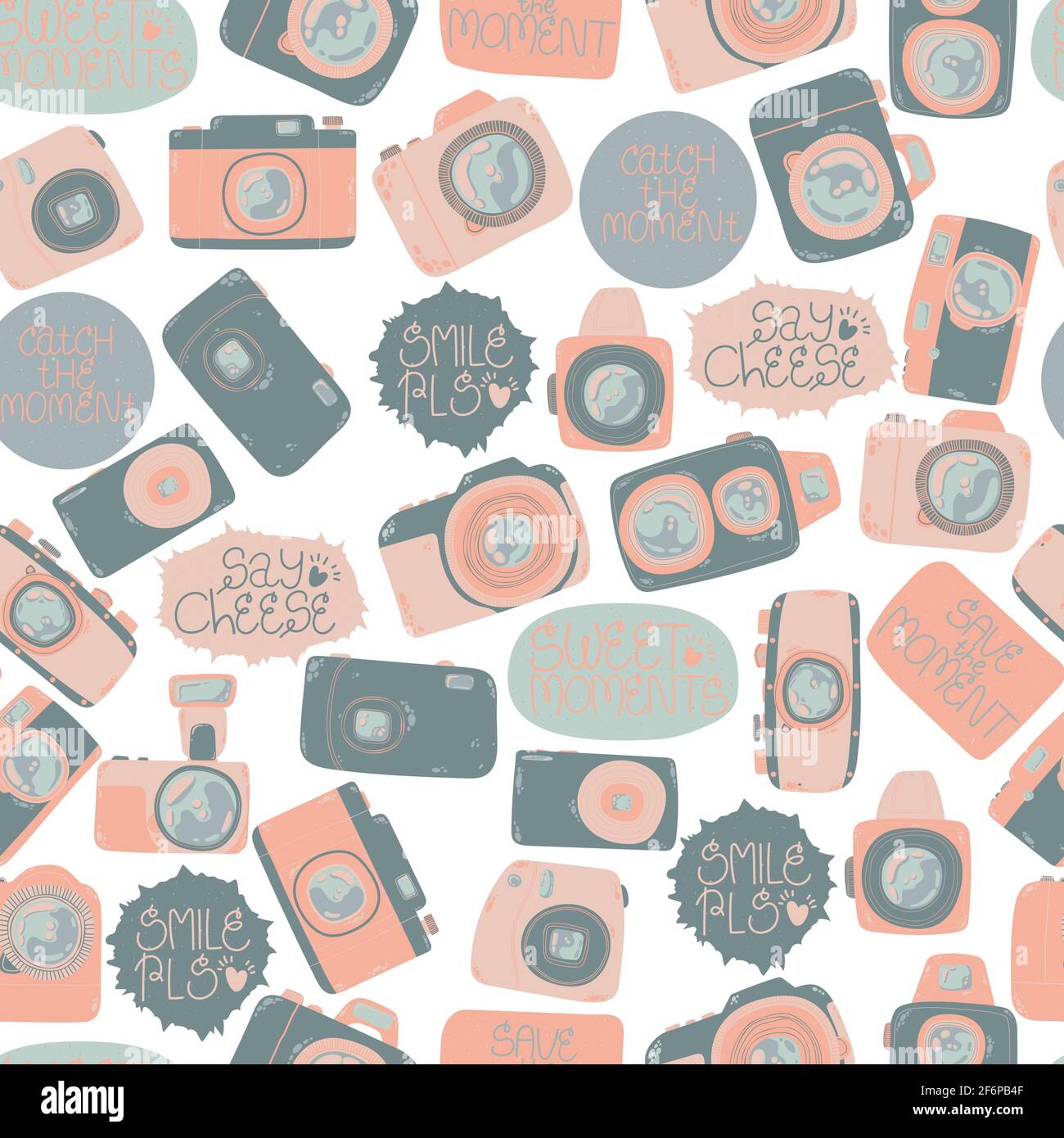 Cute seamless pattern with photo camera in cartoons style. Background ...