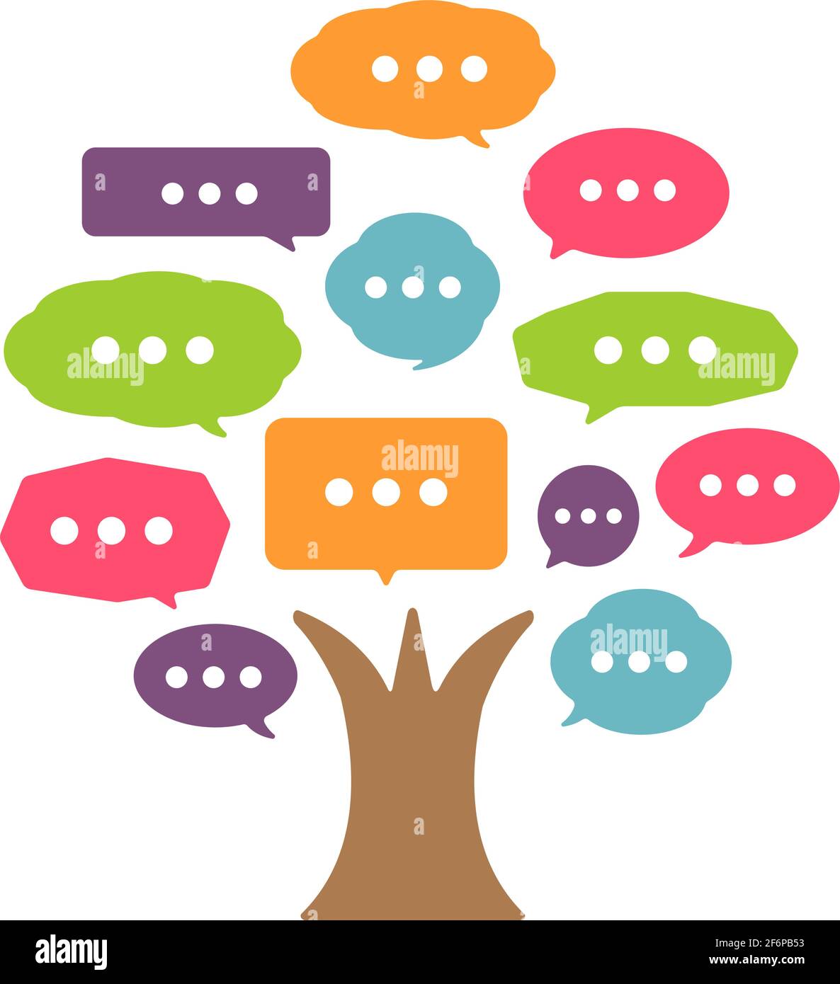 cartoon speech bubbles tree vector illustration ( forum, Social network ...
