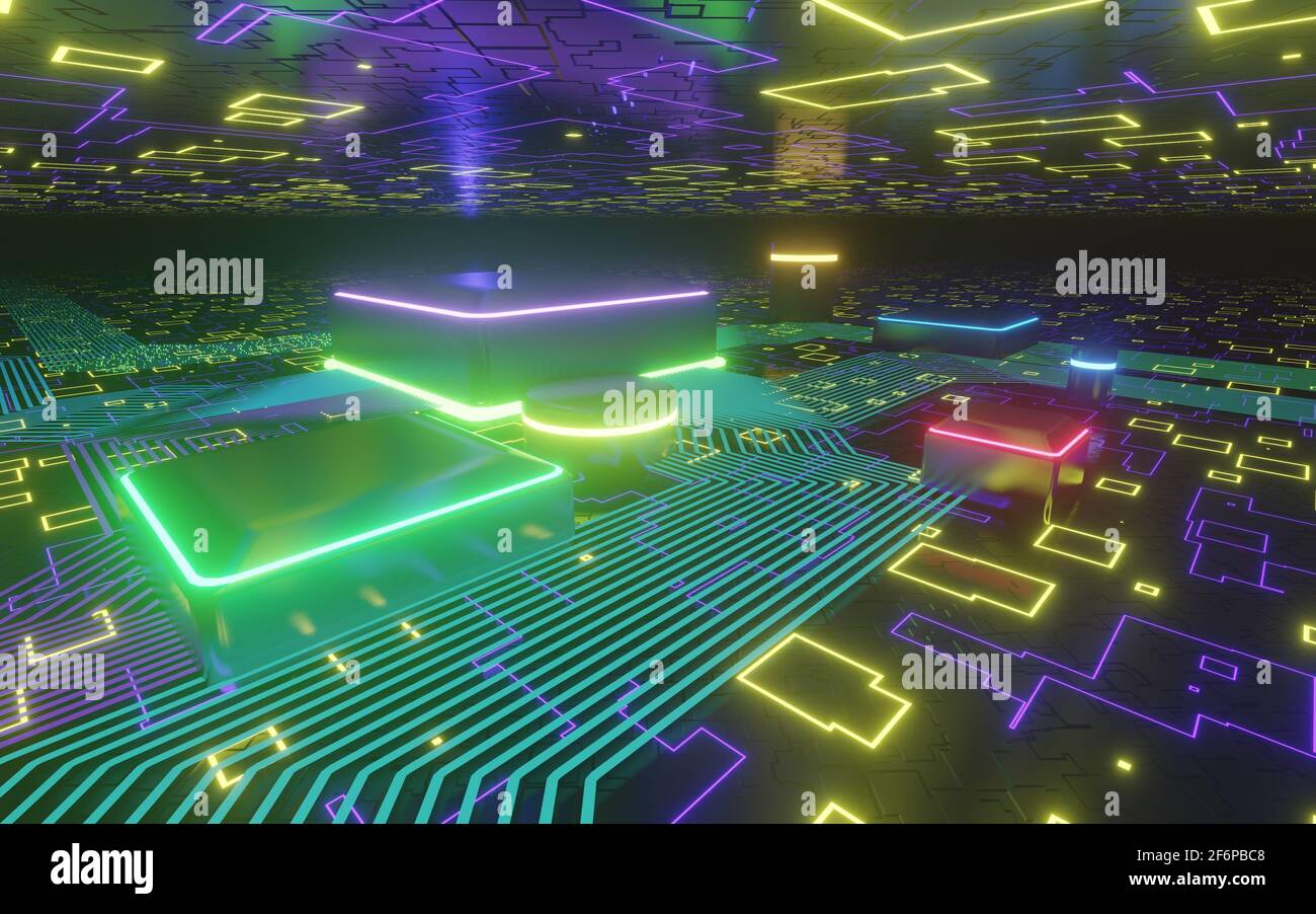 3d rendering technology background microchip high-tech future high ...
