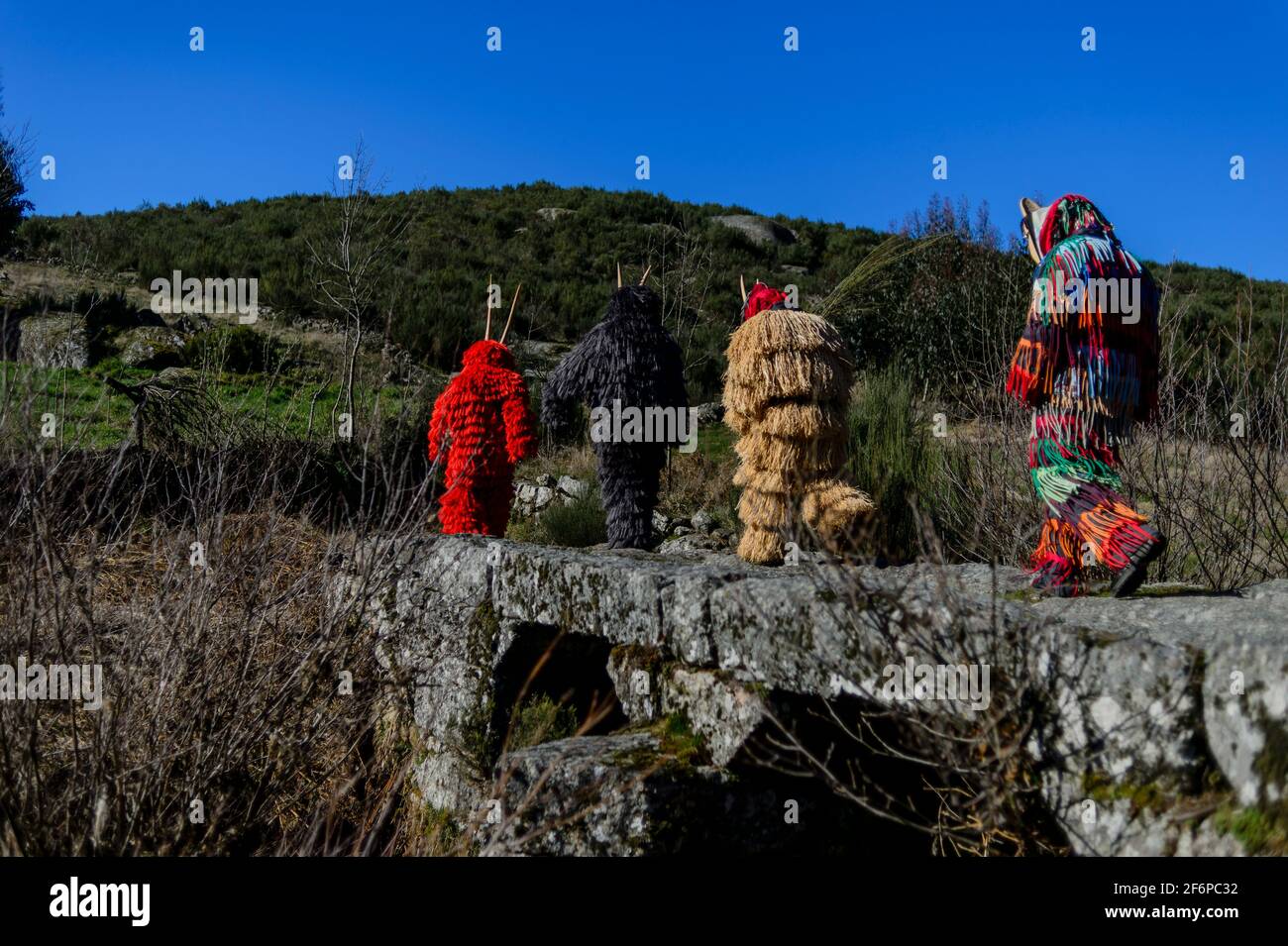 Caretos of Lazarim (masked figures), Portugal Stock Photo - Alamy
