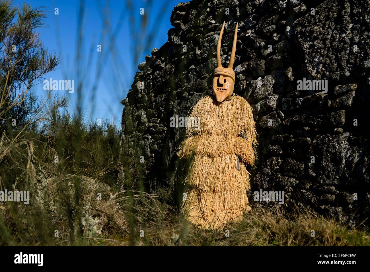 Caretos of Lazarim (masked figures), Portugal Stock Photo - Alamy