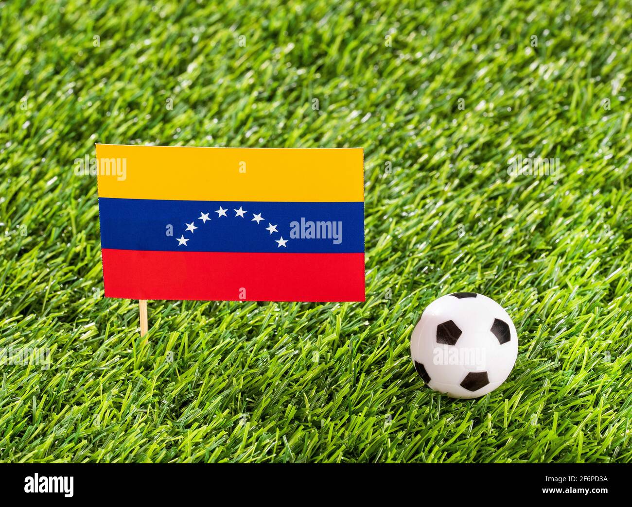National flag of Venezuela with soccer ball in the stadium Stock Photo ...