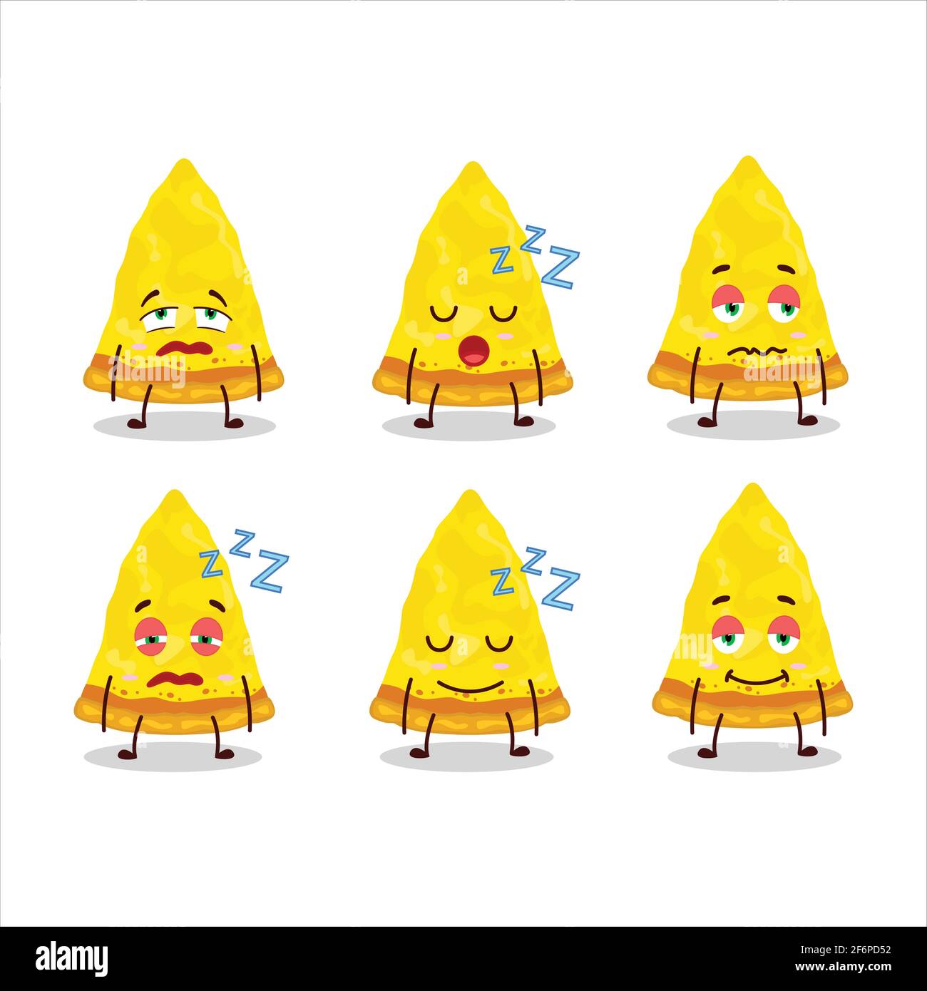 Cartoon character of slice of italian cheese pizza with sleepy ...
