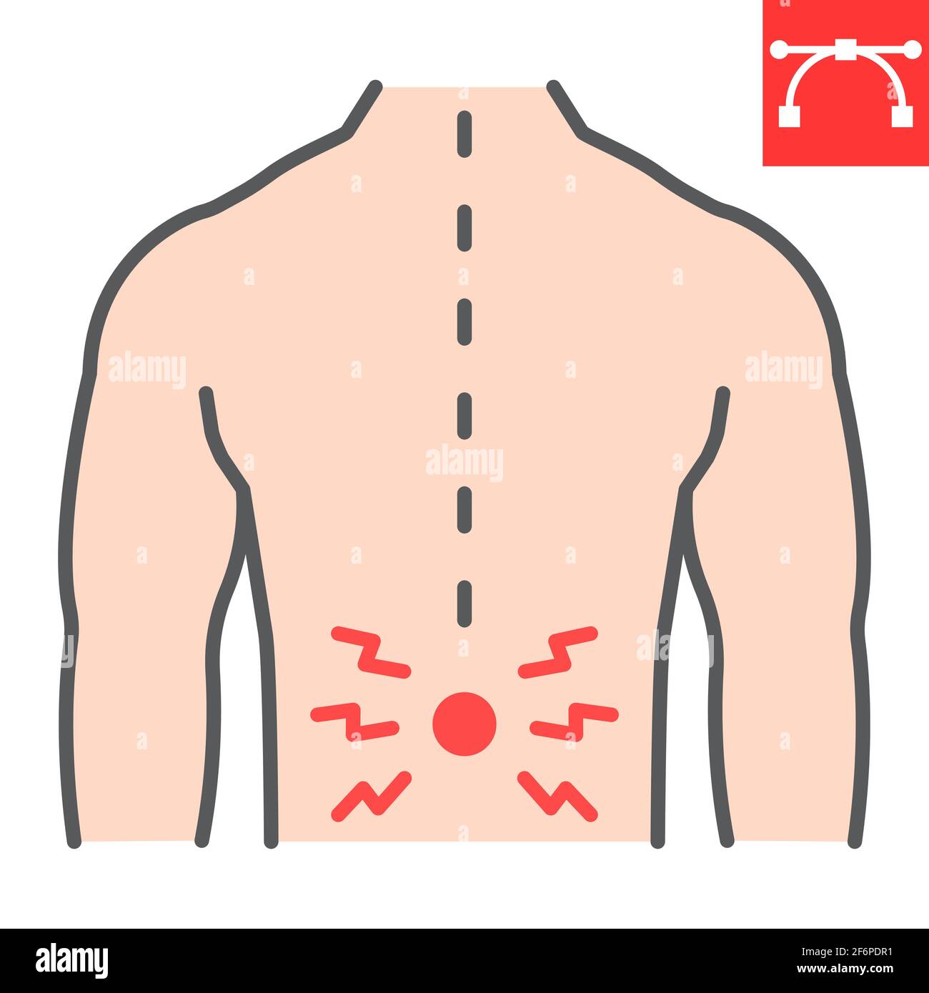 Back pain color line icon, spine pain and human back, backache vector ...