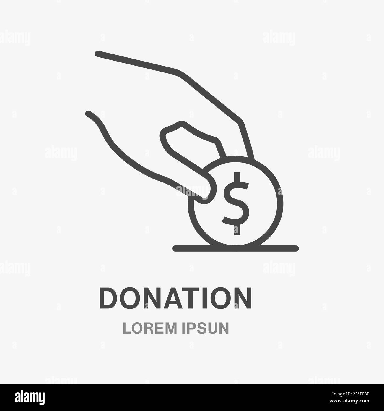 Hand coin thin line Cut Out Stock Images & Pictures - Alamy