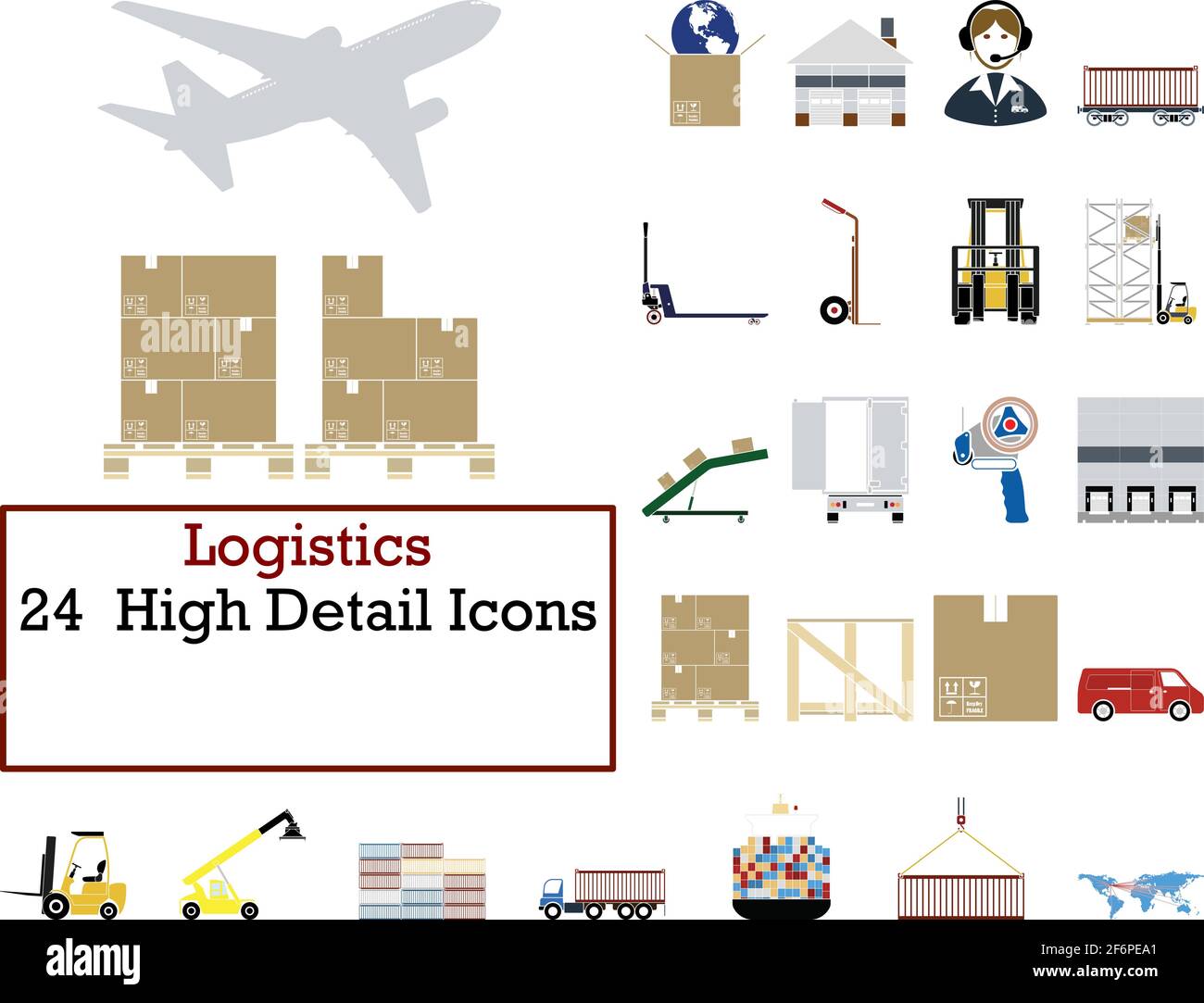 Logistics Icon Set. Flat Design. Fully editable vector illustration ...