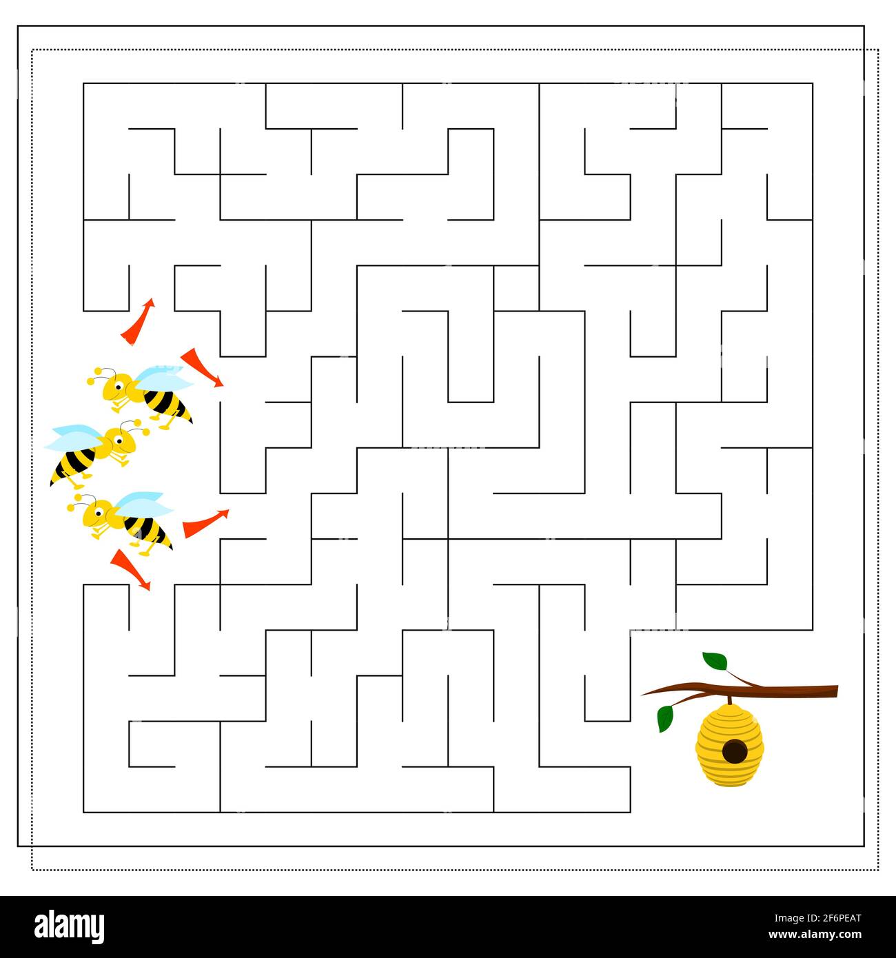 A maze game for kids. guide the bees through the maze to the hive ...