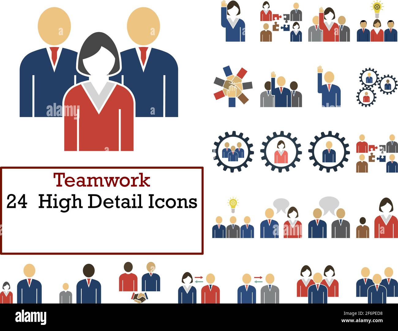 Teamwork Icon Set. Flat Design. Fully editable vector illustration ...