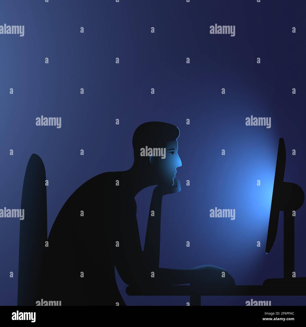 Computer addiction dark home Stock Vector Images - Alamy