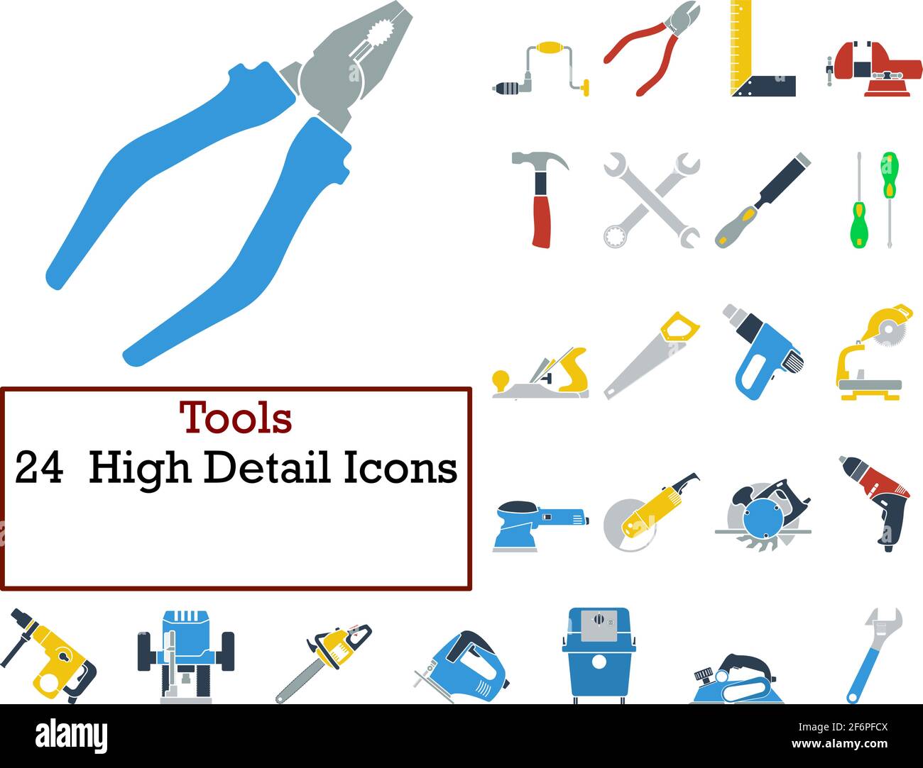 Tools Icon Set. Flat Design. Fully editable vector illustration. Text ...