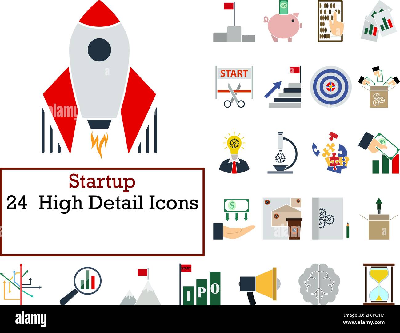 Startup Icon Set. Flat Design. Fully editable vector illustration. Text ...