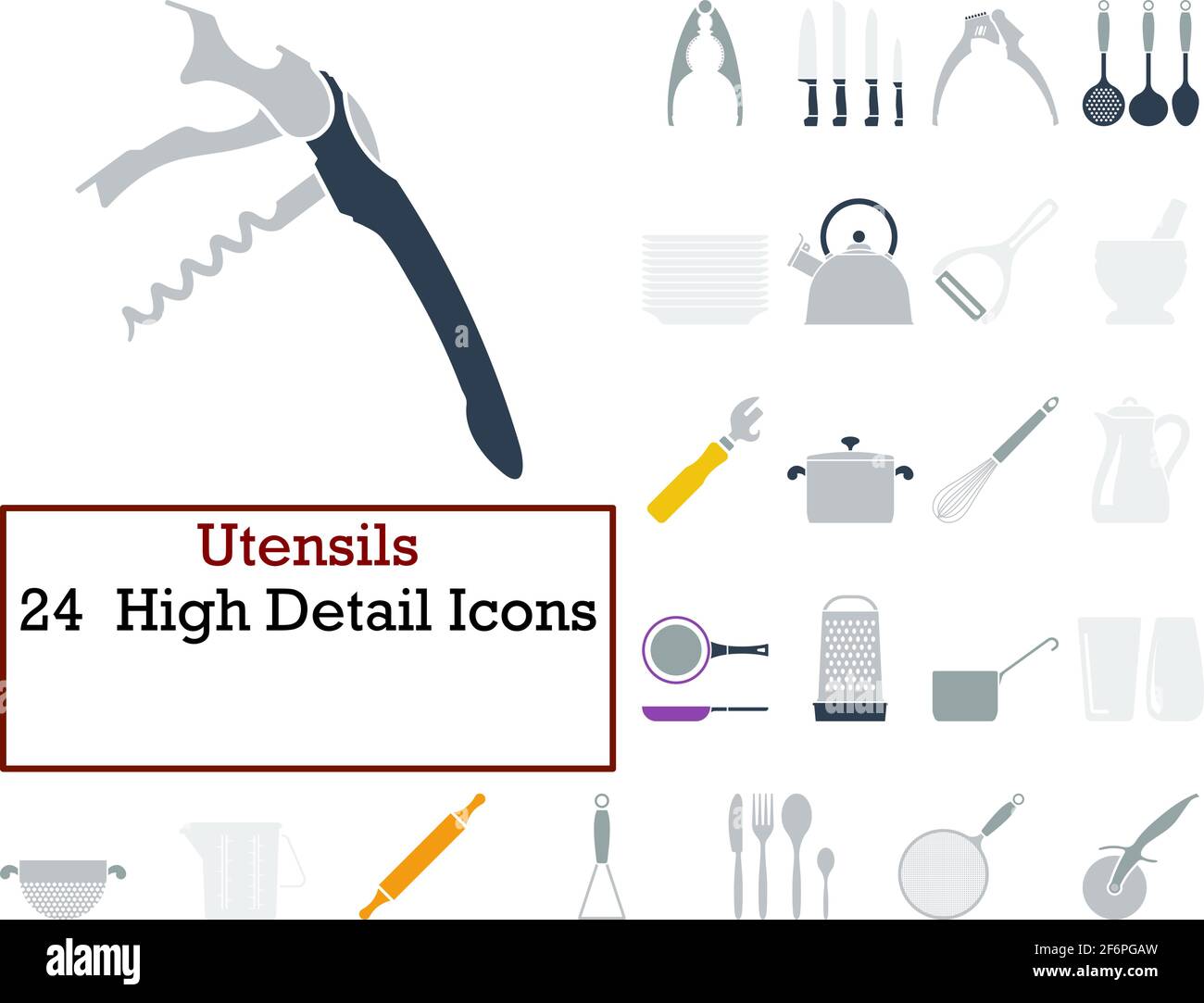Utensils Icon Set. Flat Design. Fully editable vector illustration ...