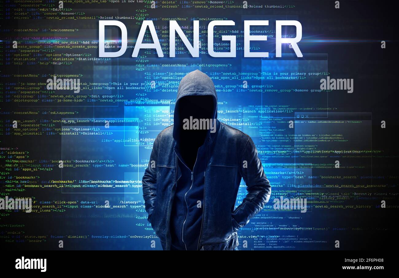 Faceless hacker on code background Stock Photo - Alamy