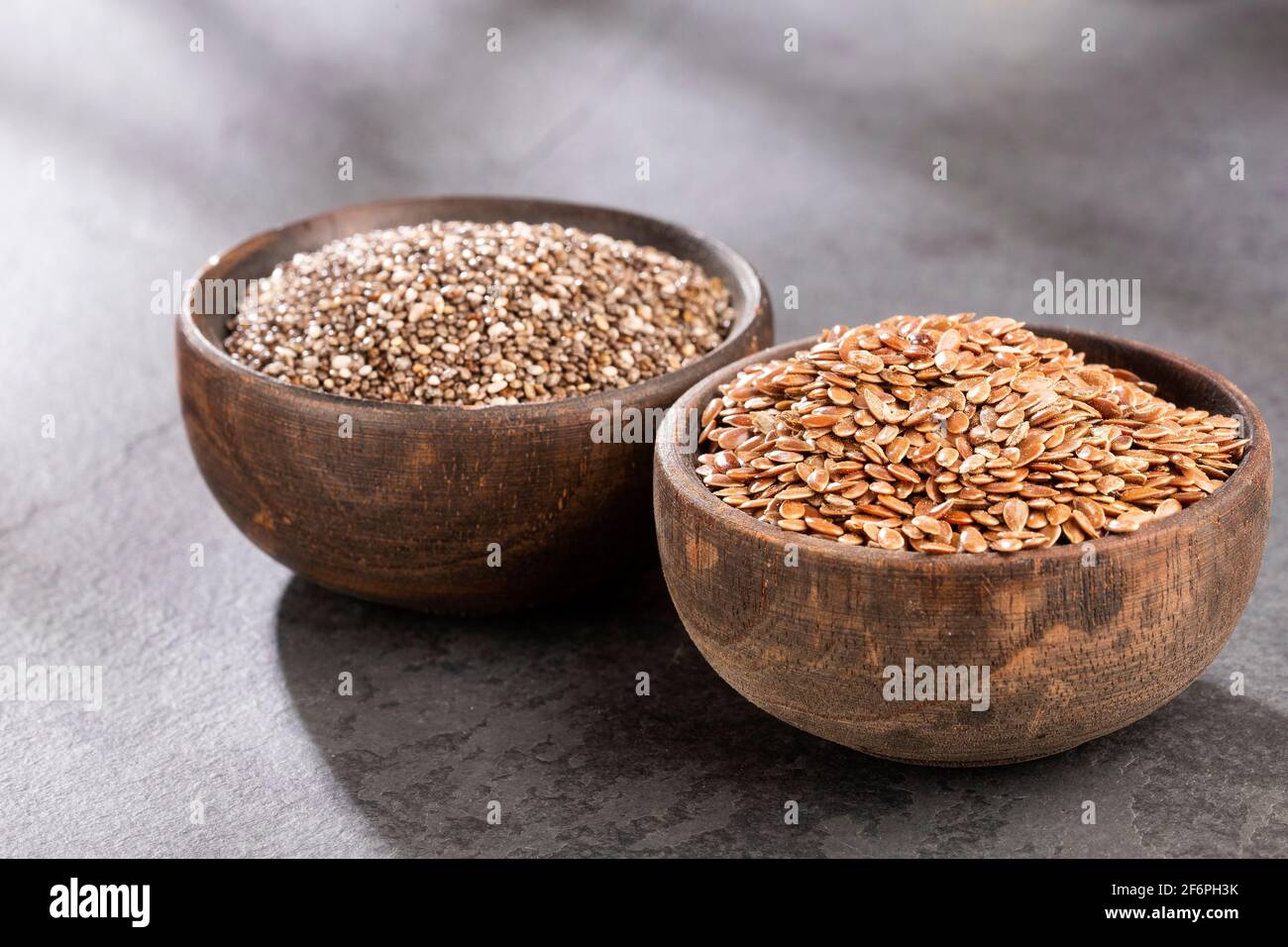 Organic chia and linseed seeds Stock Photo - Alamy