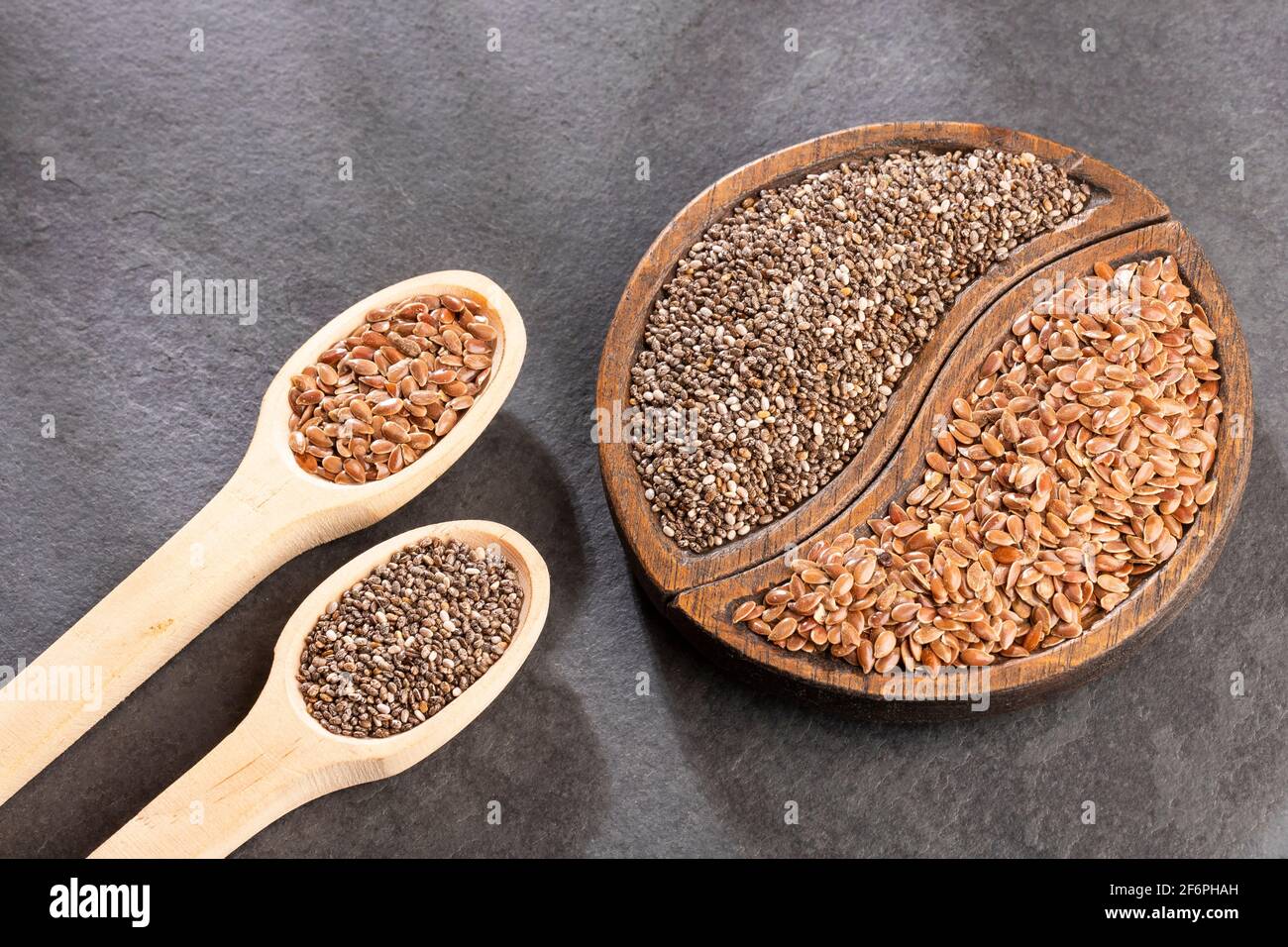 Organic chia and linseed seeds Stock Photo - Alamy