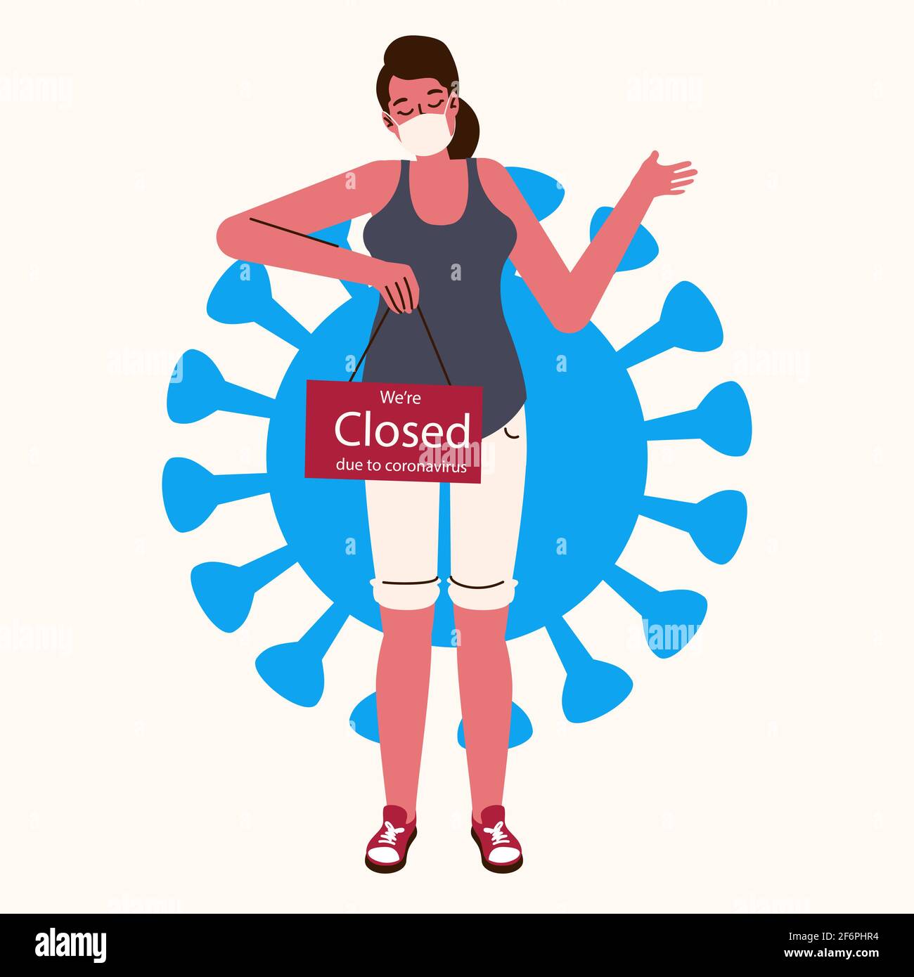Person hanging a closed signboard Vector illustration Stock Vector ...