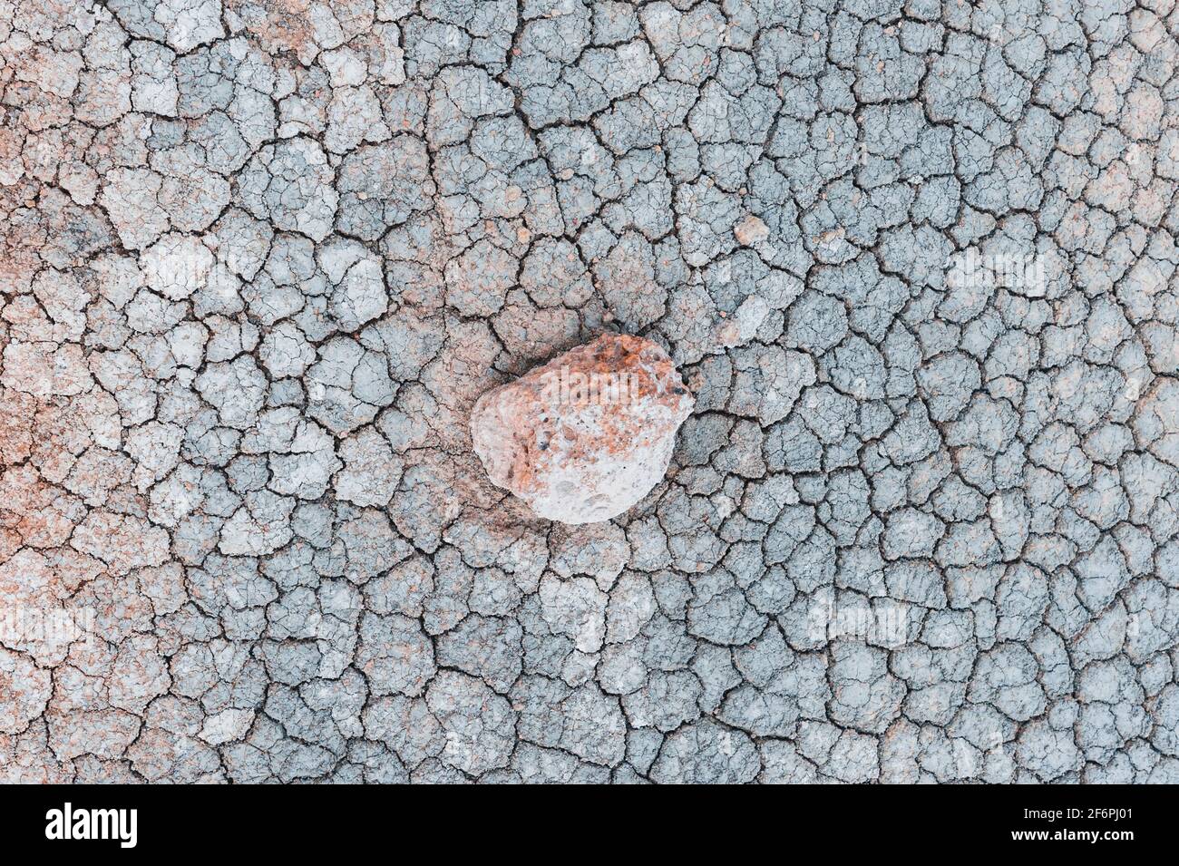 Stone on dried mud texture on ground, Iceland Stock Photo - Alamy
