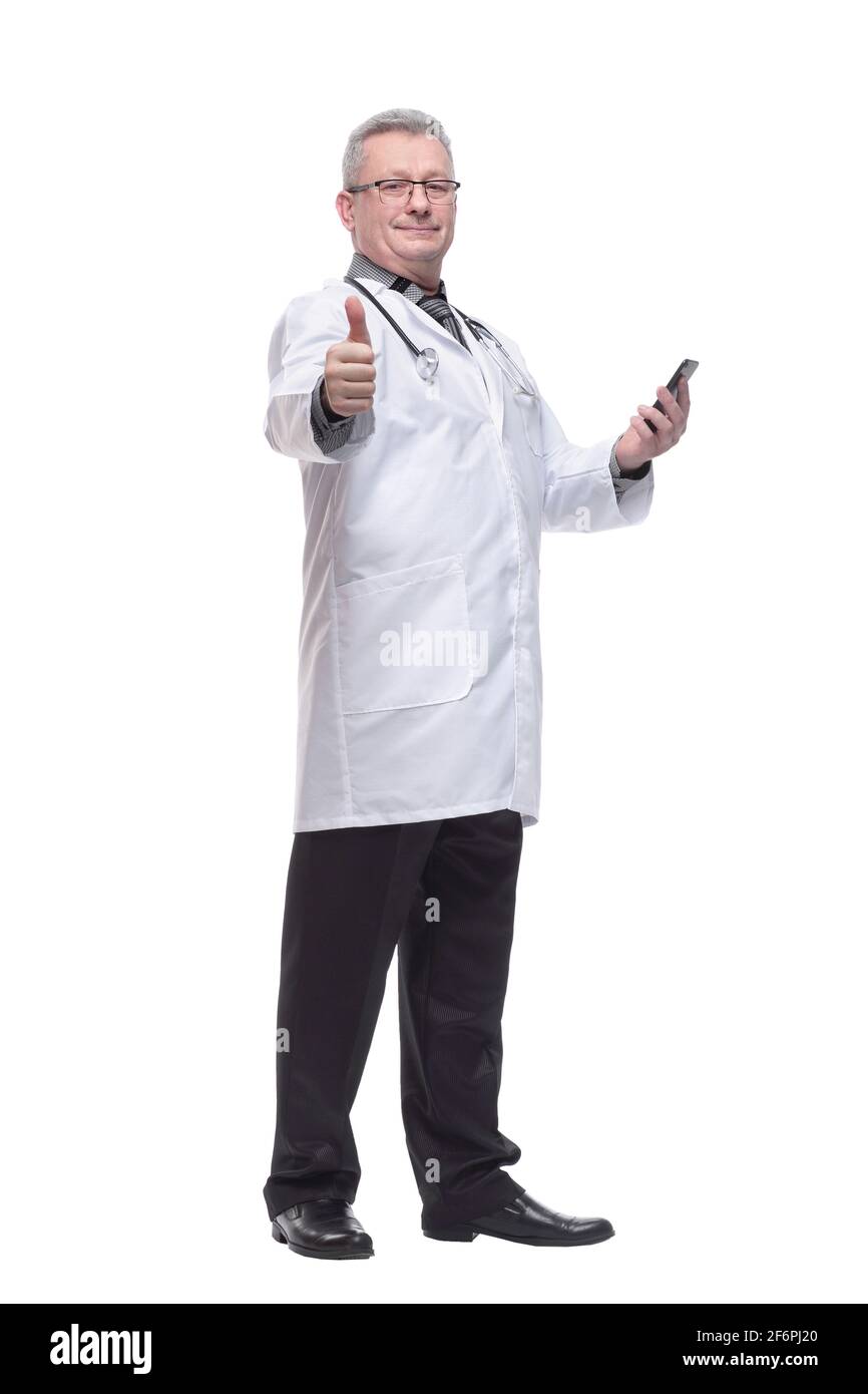 Closeup photo of man doctor standing isolated on white background Stock ...