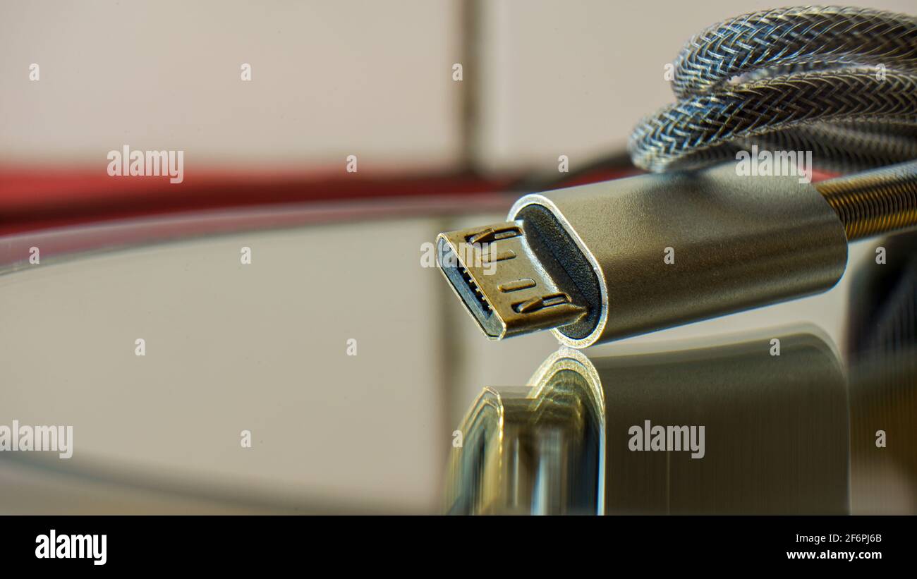 Close up the USB cable Stock Photo - Alamy