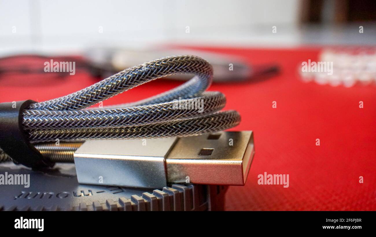 Close up the USB cable Stock Photo - Alamy