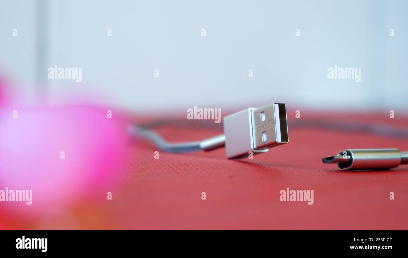 Close up the USB cable Stock Photo - Alamy