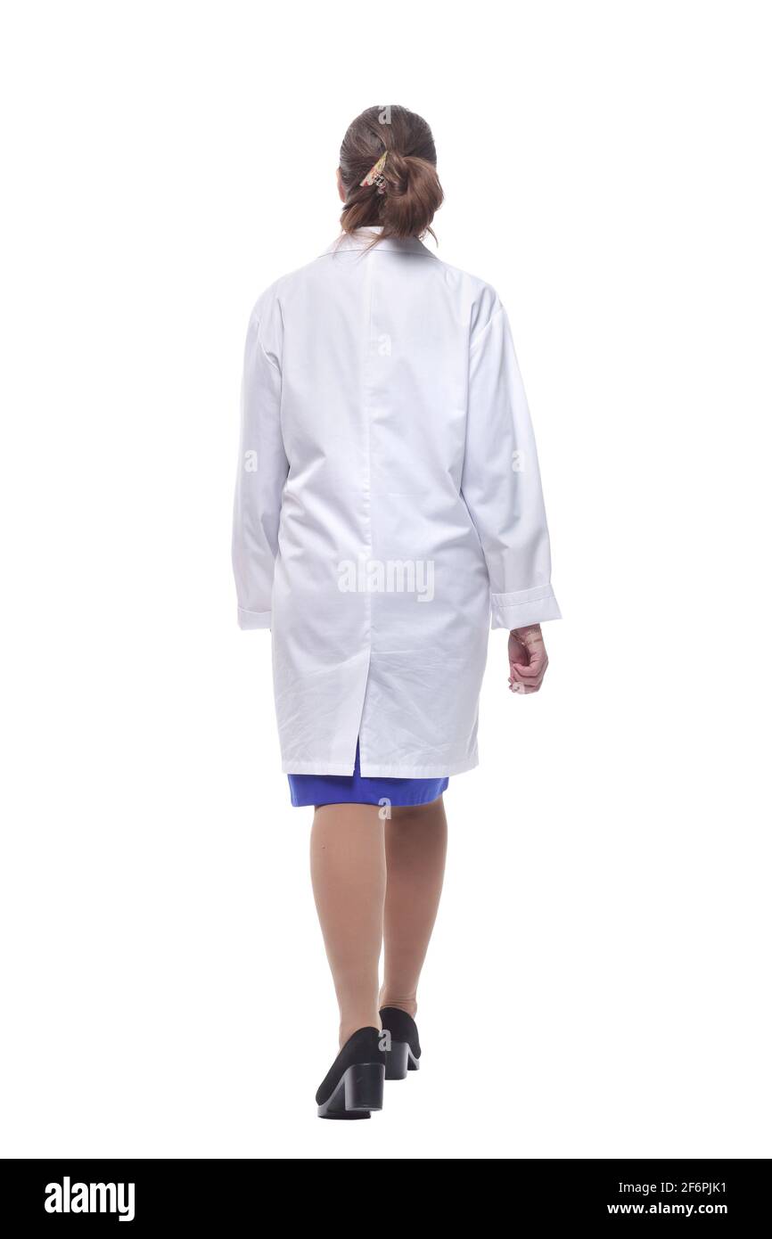 Full length portrait of medical doctor woman going sideways Stock Photo ...