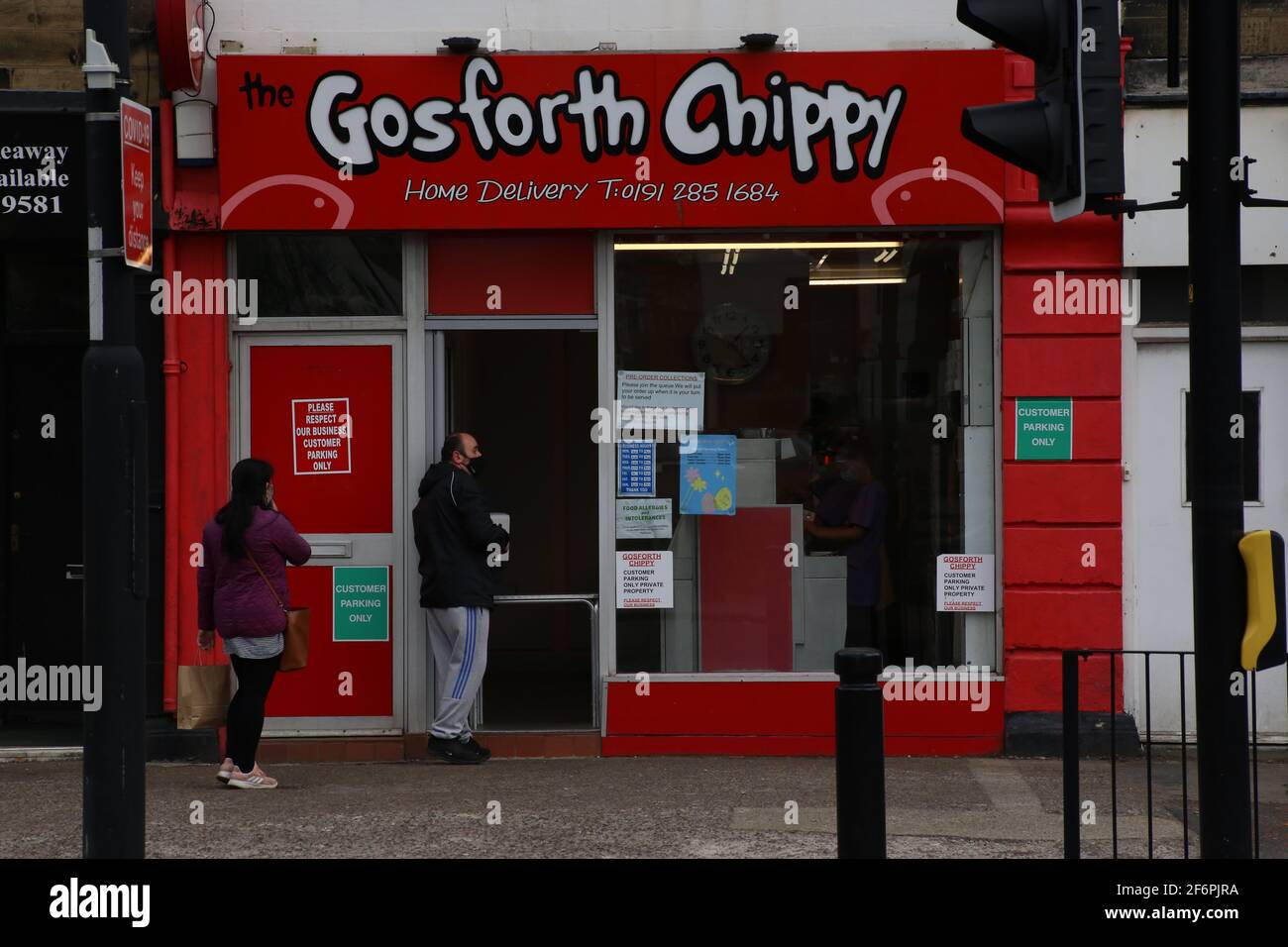 Newcastle upon Tyne, UK, 2nd April, 2021. Good Friday Chippy Queues at ...