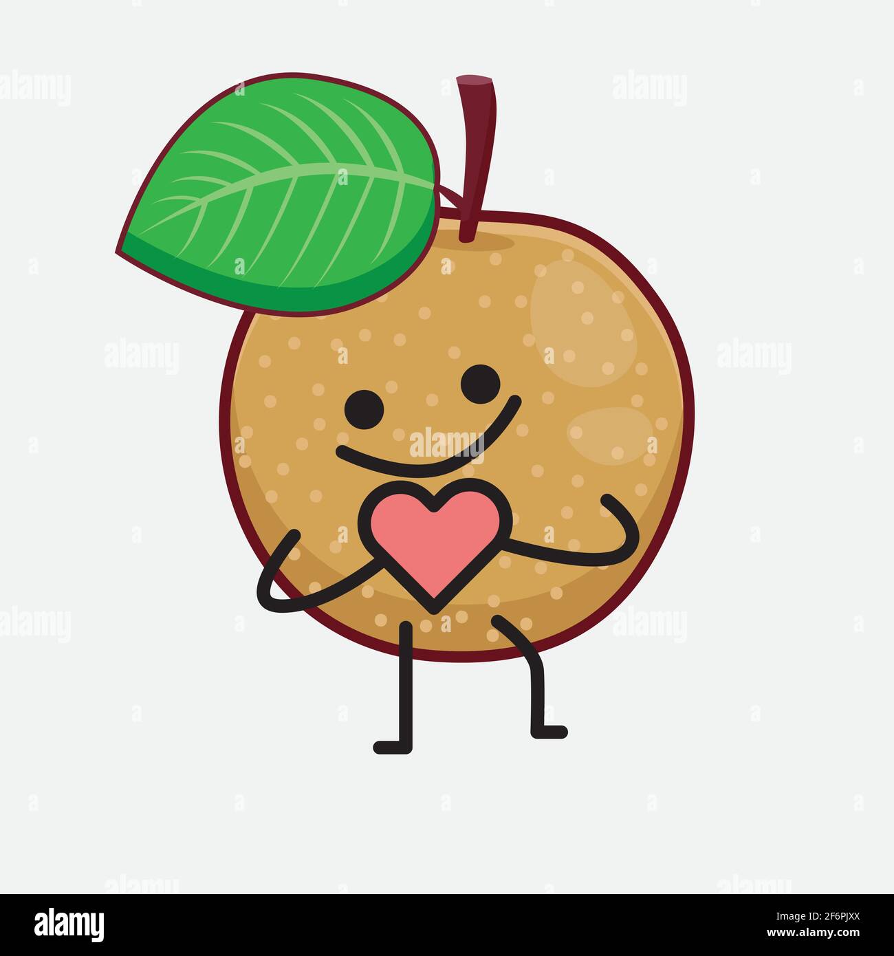 Vector Illustration of Nashi Pear Fruit Character with cute face ...