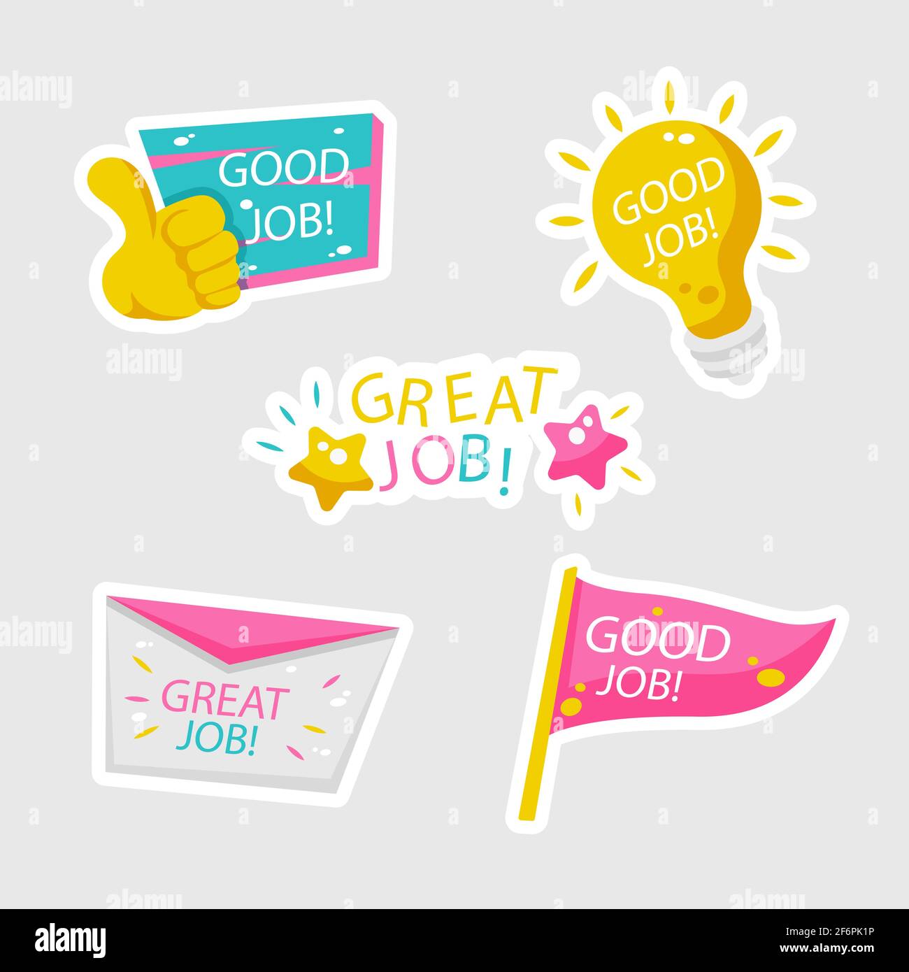 Flat good job and great job stickers pack Vector illustration Stock ...