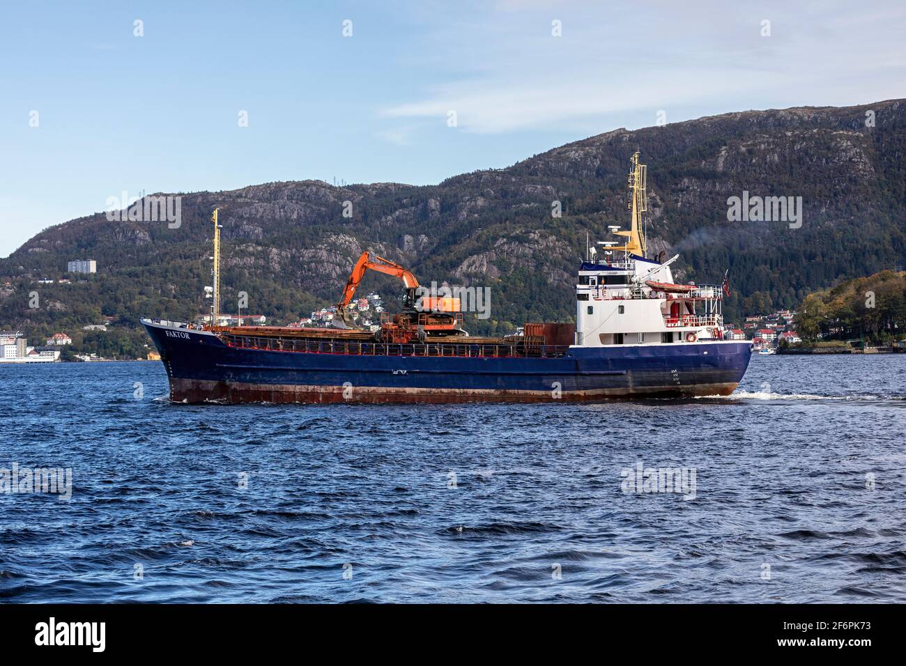 Small general cargo bulk ship Faktor (built 1971) in Byfjorden outside ...