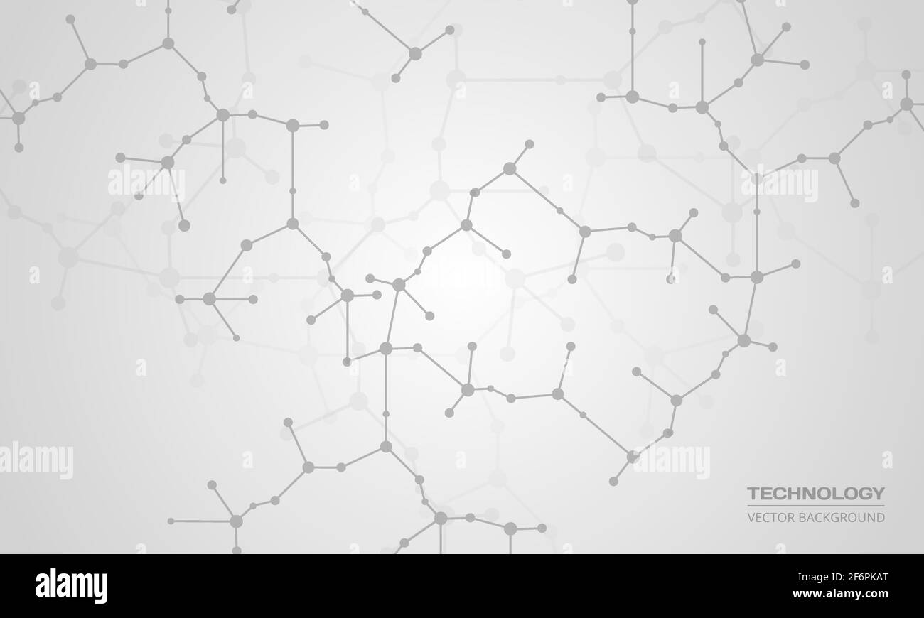 Abstract Molecules On Soft Grey Tech Background Medical Design Scientific And Technological