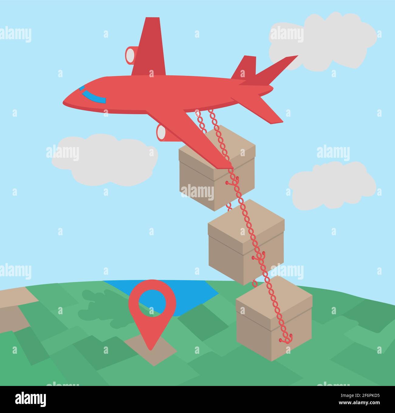 The plane carries boxes as a concept of express delivery vector ...