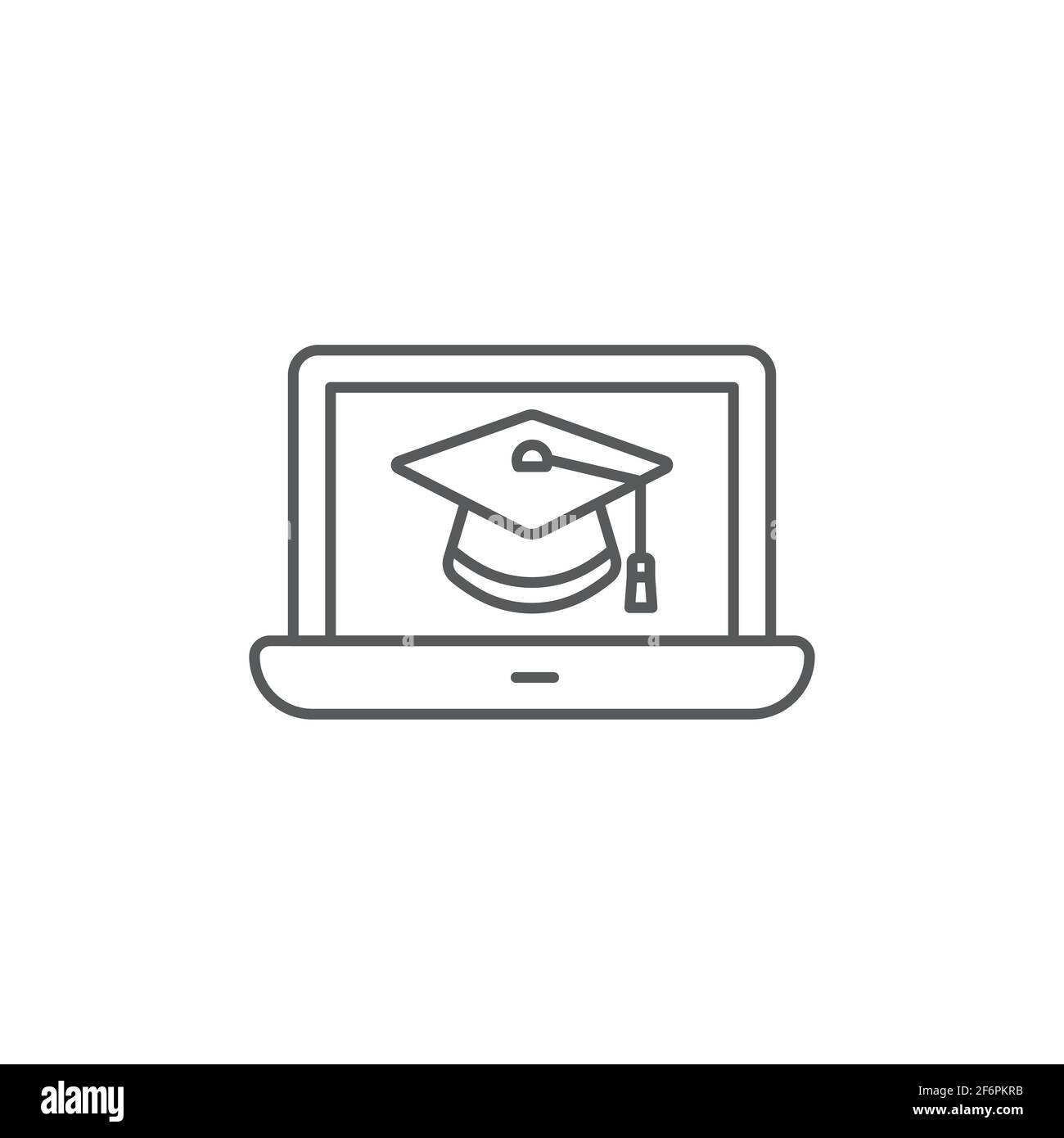 Graduation cap on screen laptop icon isolated background. Online ...