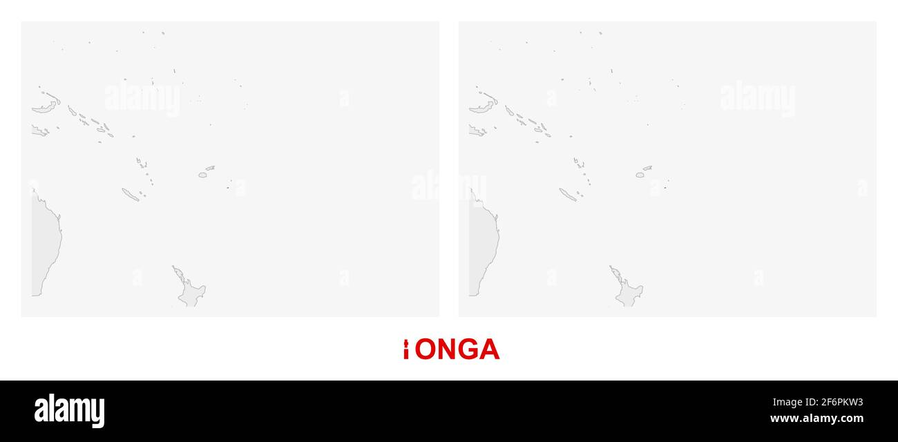 Two versions of the map of Tonga, with the flag of Tonga and ...