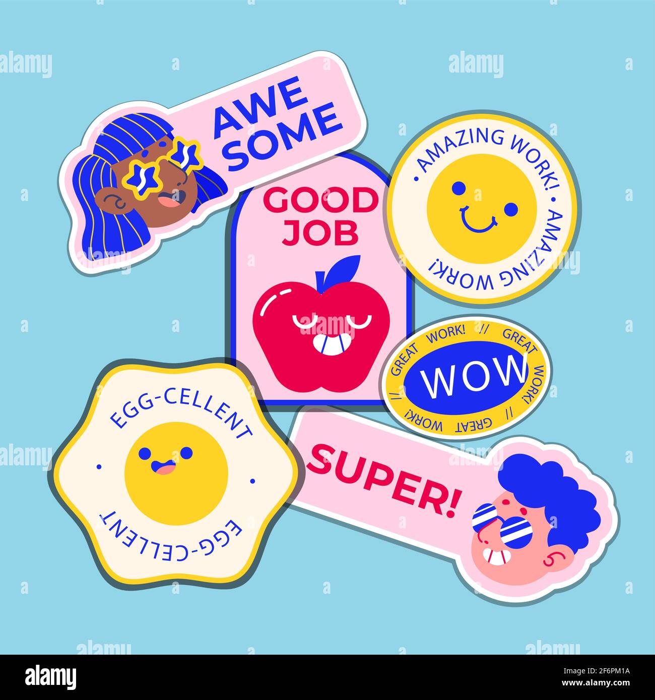Set of great job and good job stickers Vector illustration Stock Vector ...