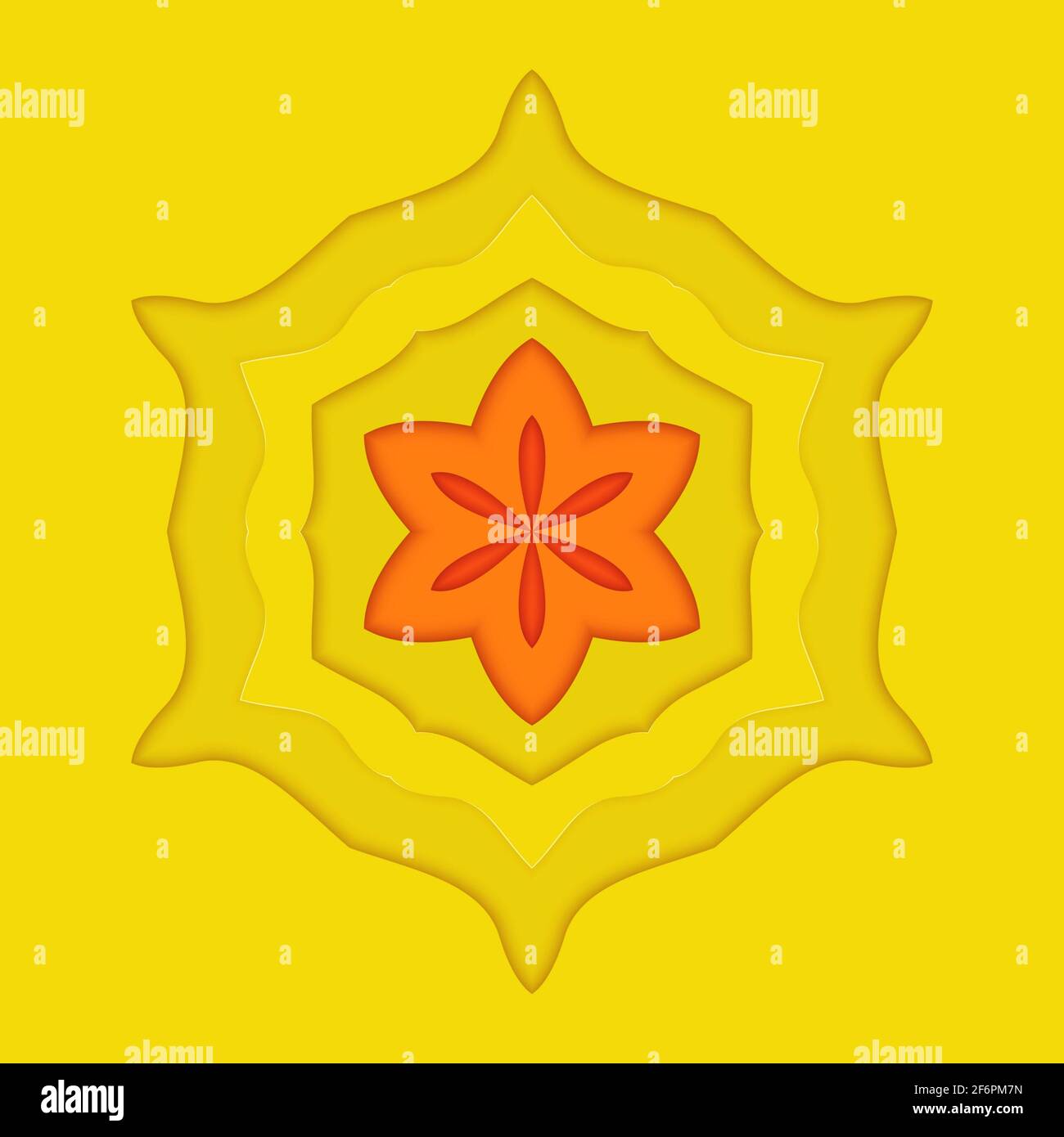 Yellow cut-out paper background of the hole on the sheet. Abstract ...