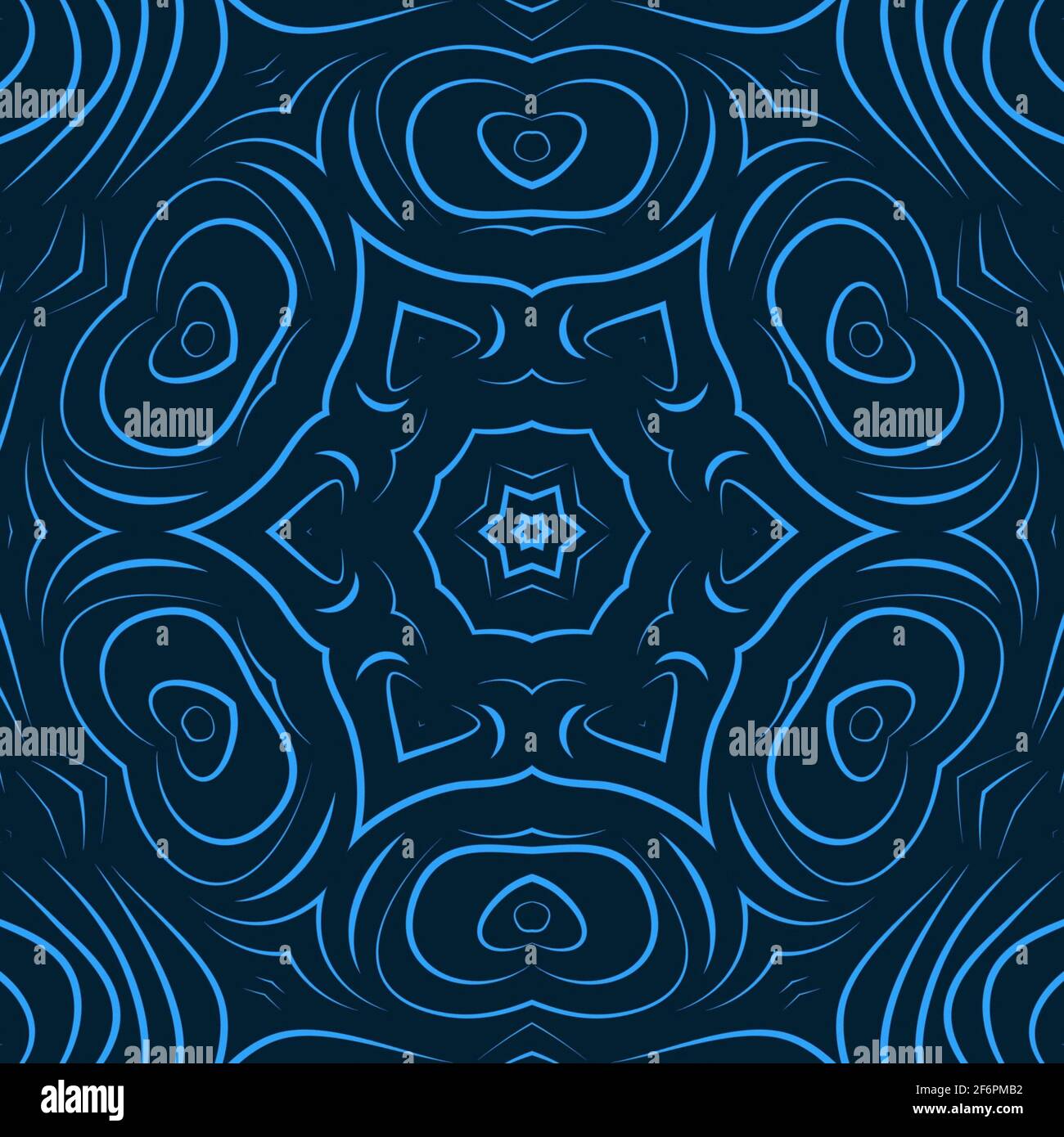 Blue color abstract curly line flowers background. Bright color pattern ...