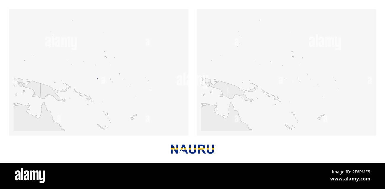 Two versions of the map of Nauru, with the flag of Nauru and ...