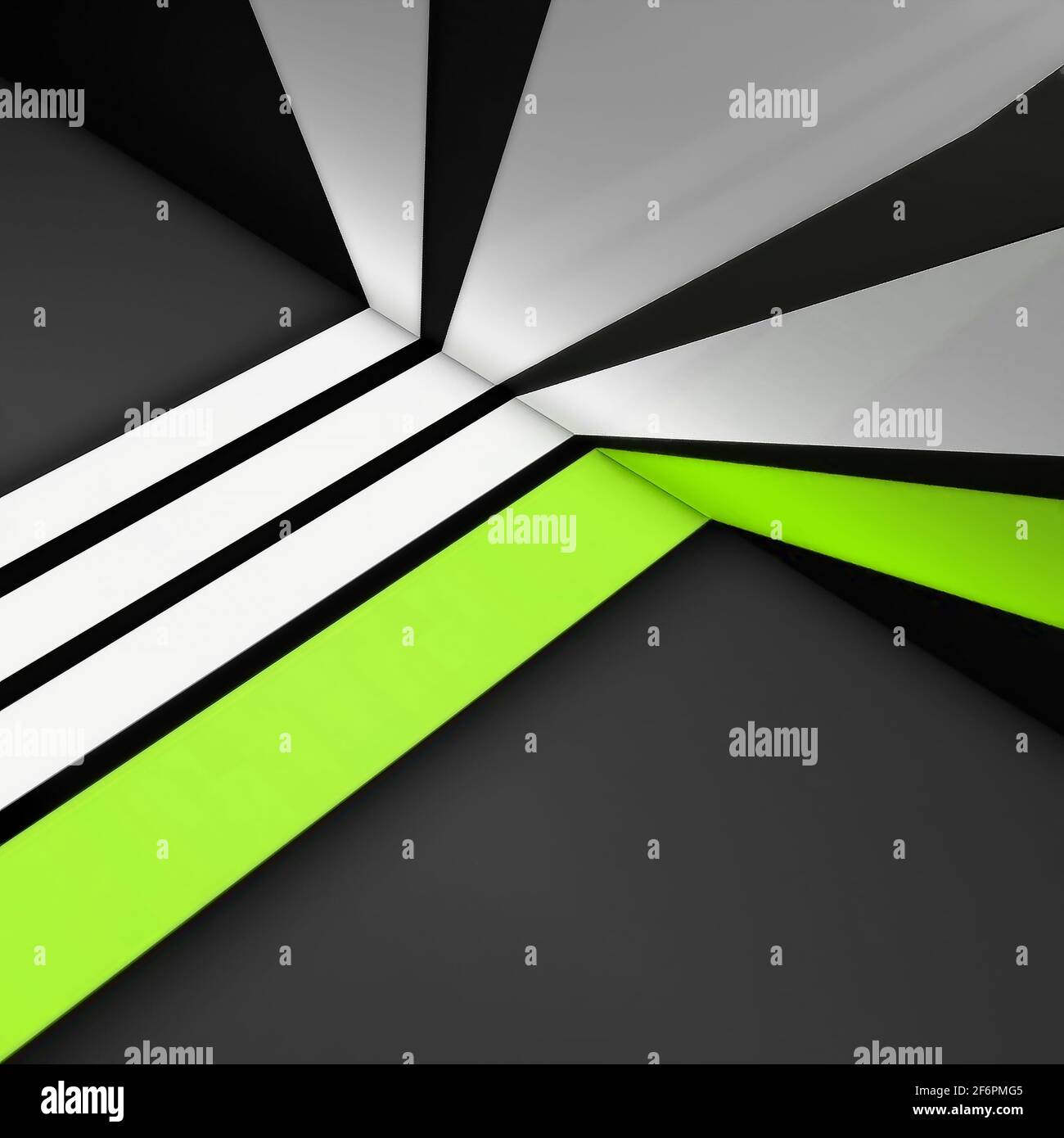White and green straight stripes on a gray background. 3d pattern lines ...