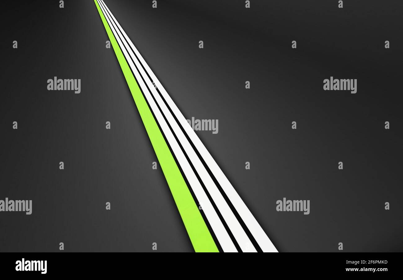 White and green straight stripes on a gray background. 3d pattern lines ...