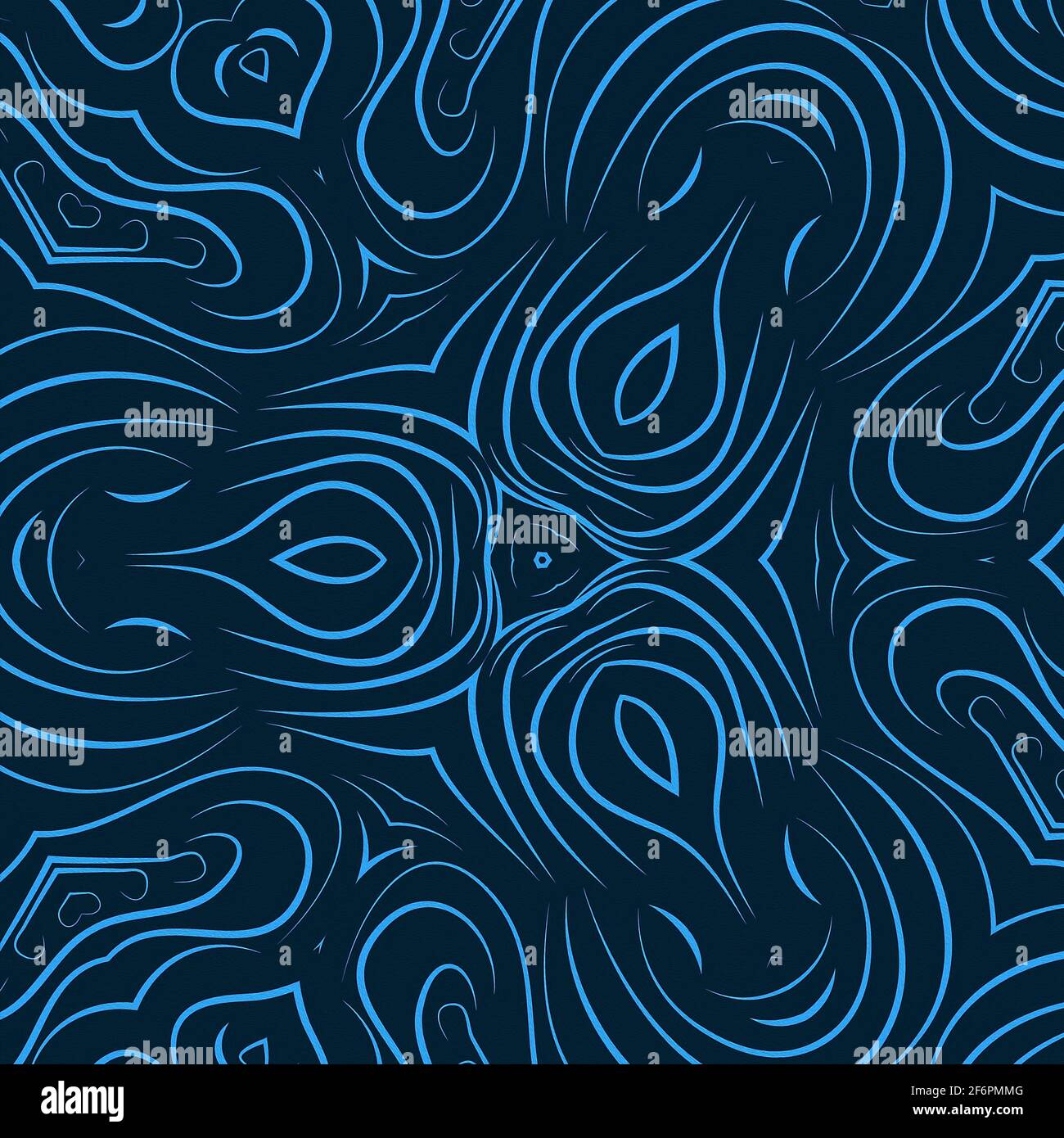 Blue color abstract curly line flowers background. Bright color pattern ...