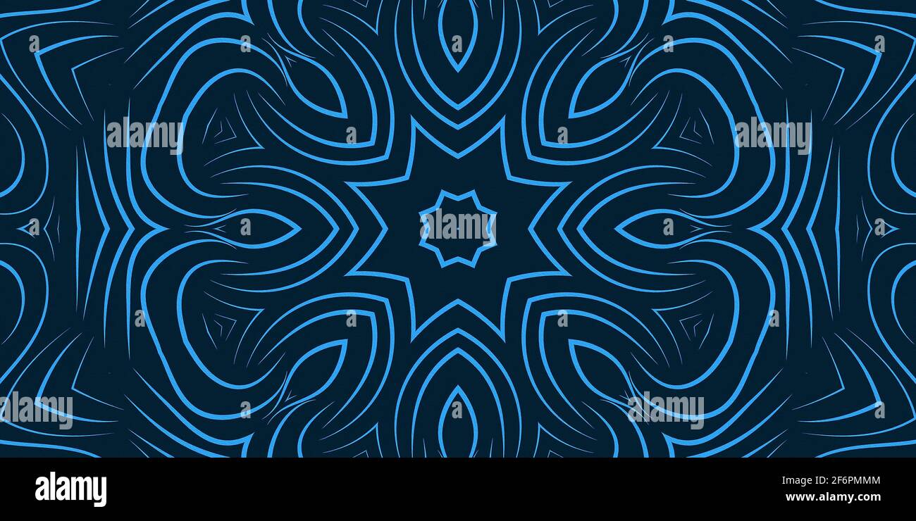 Blue color abstract curly line flowers background. Bright color pattern ...